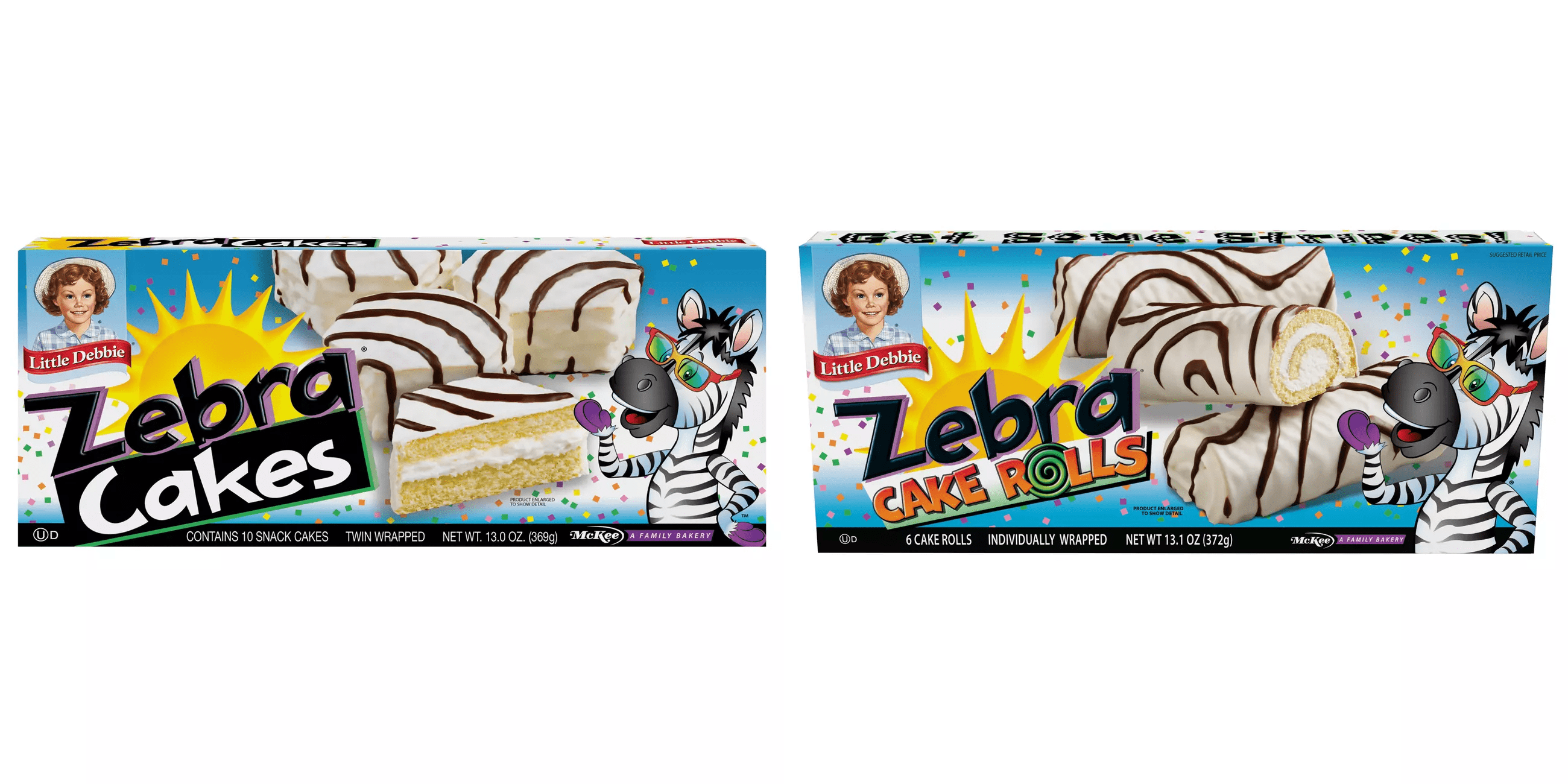 Little Debbie Zebra Cakes, 10 ct&Little Debbie Zebra Cake Rolls, 6 ct ...