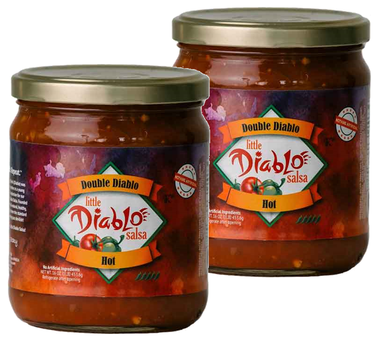 Little Diablo Double Diablo Hot Salsa, 2-Pack 16 oz. Glass Jars ...
