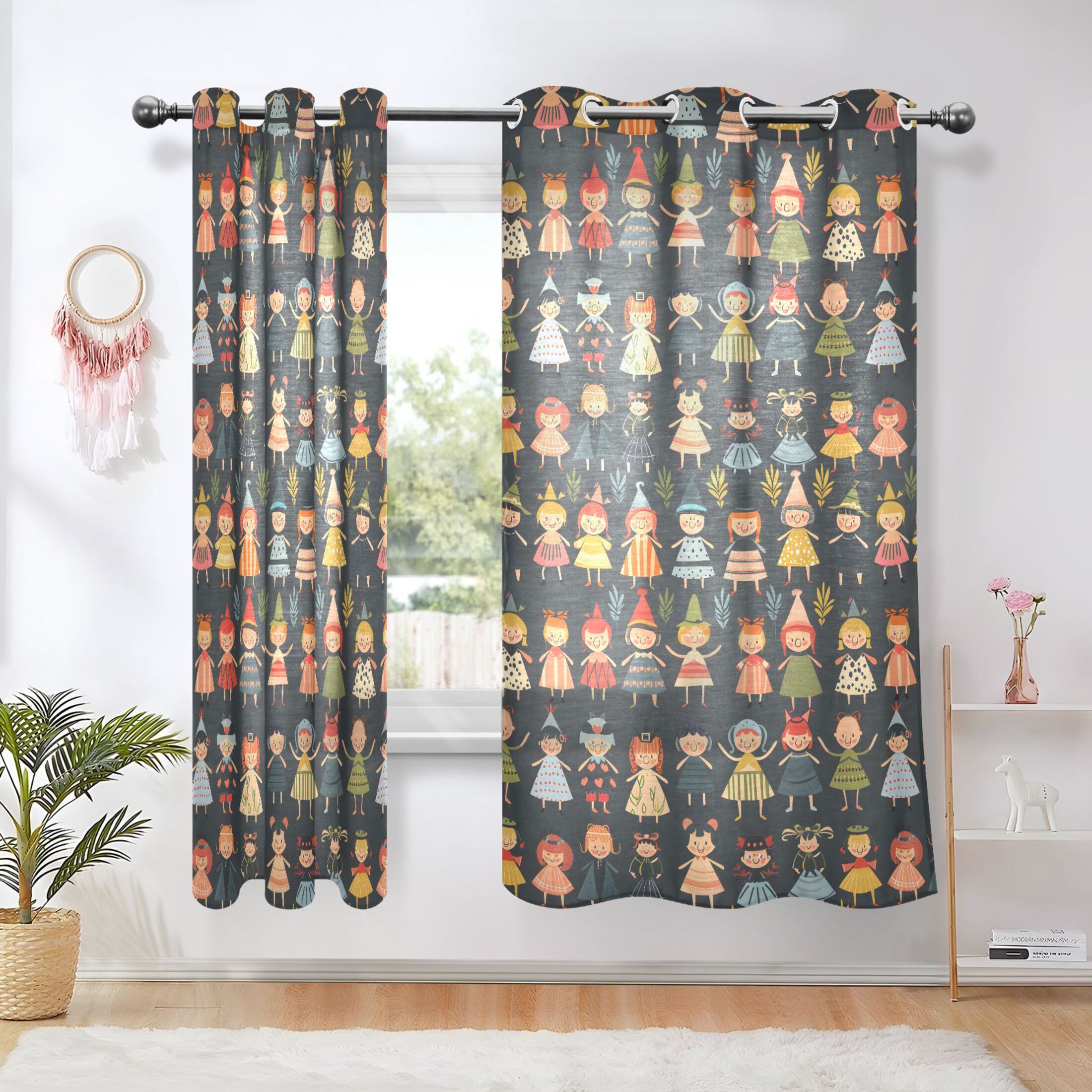 Little Different Costumes People Sheer Curtains 2 Panels Set Grommet ...