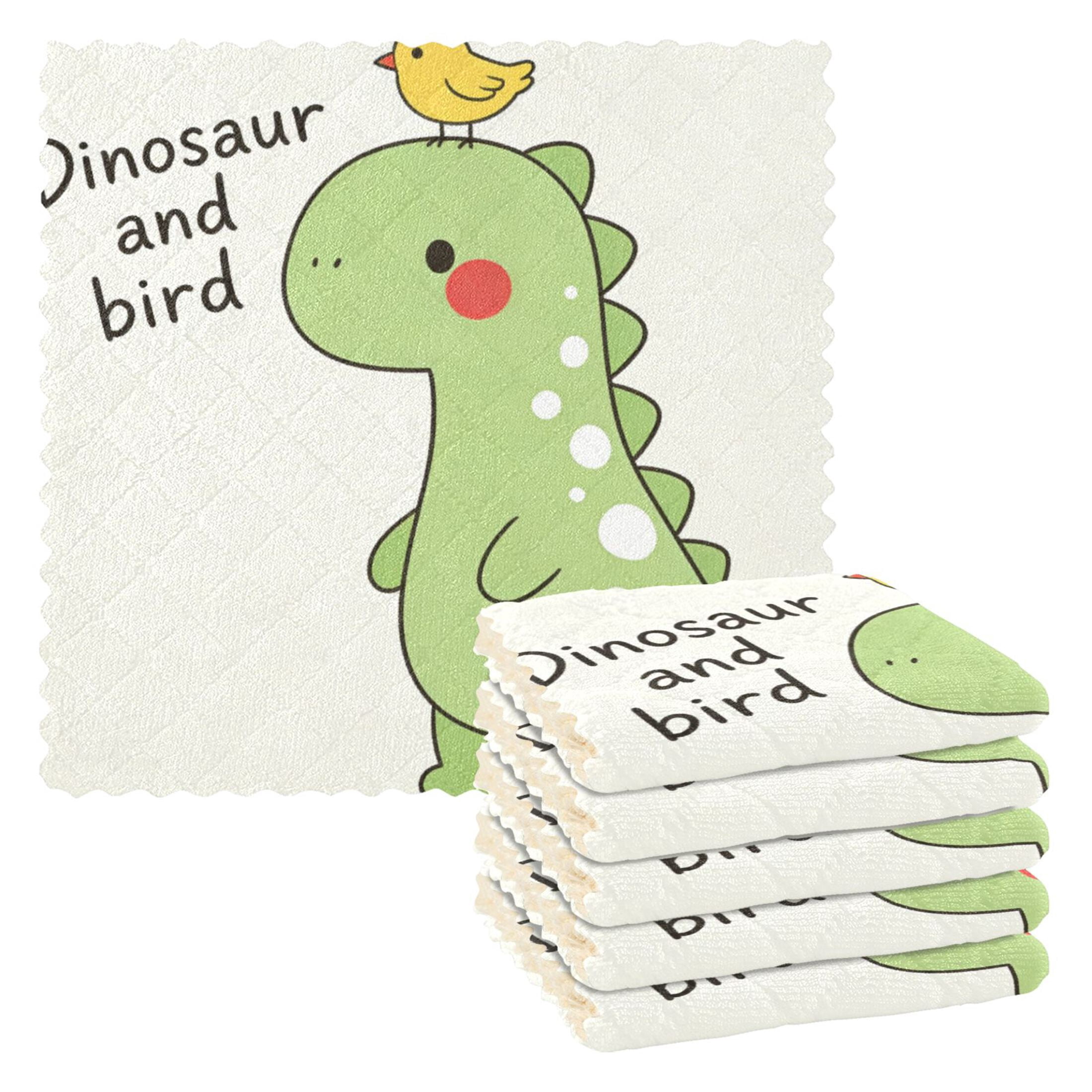 Little Dinosaur Kitchen Cloth Dish Towels for Drying Washing Absorbent ...