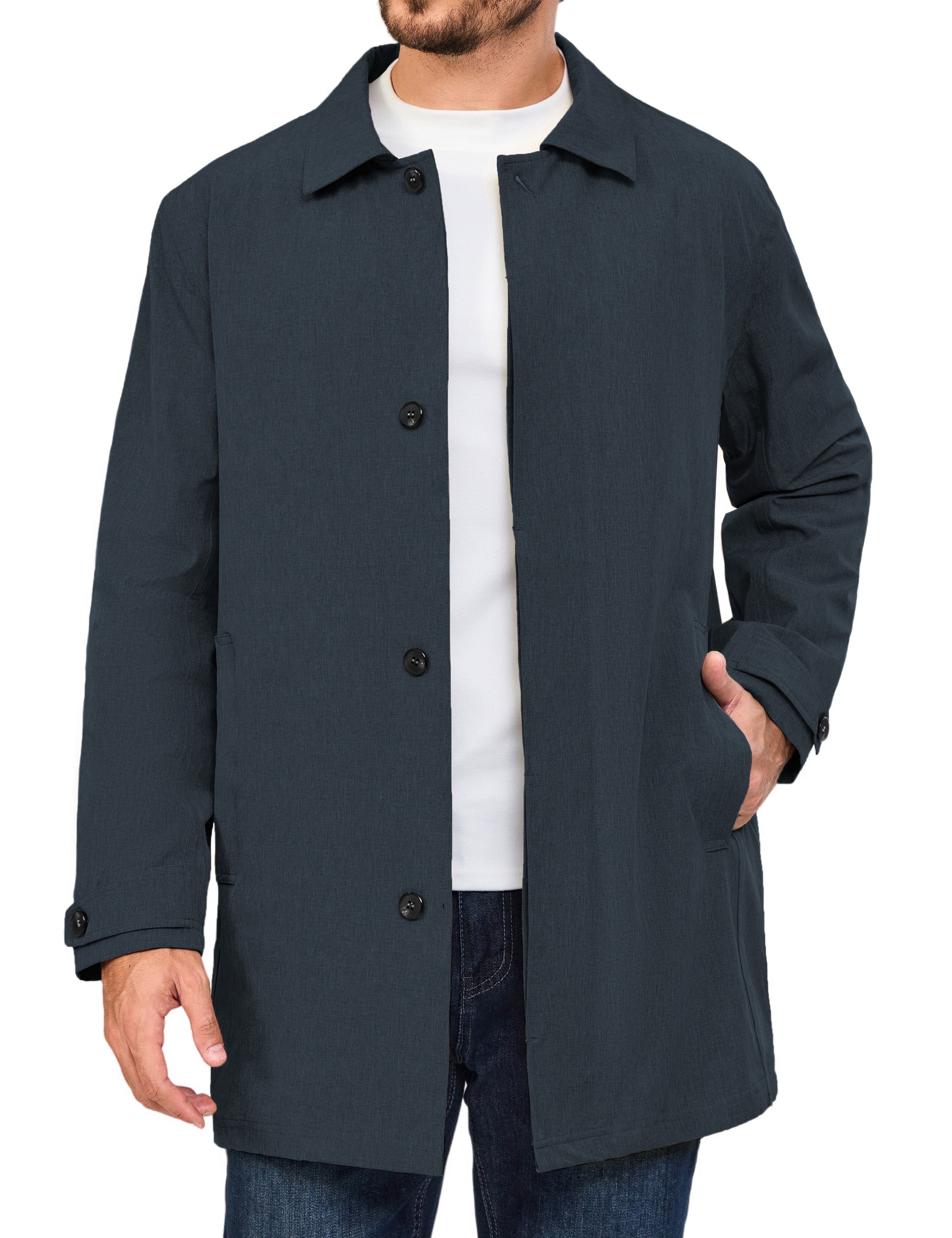 Little Donkey Andy Men's Waterproof Mid-Length Trench Coat, Lightweight ...