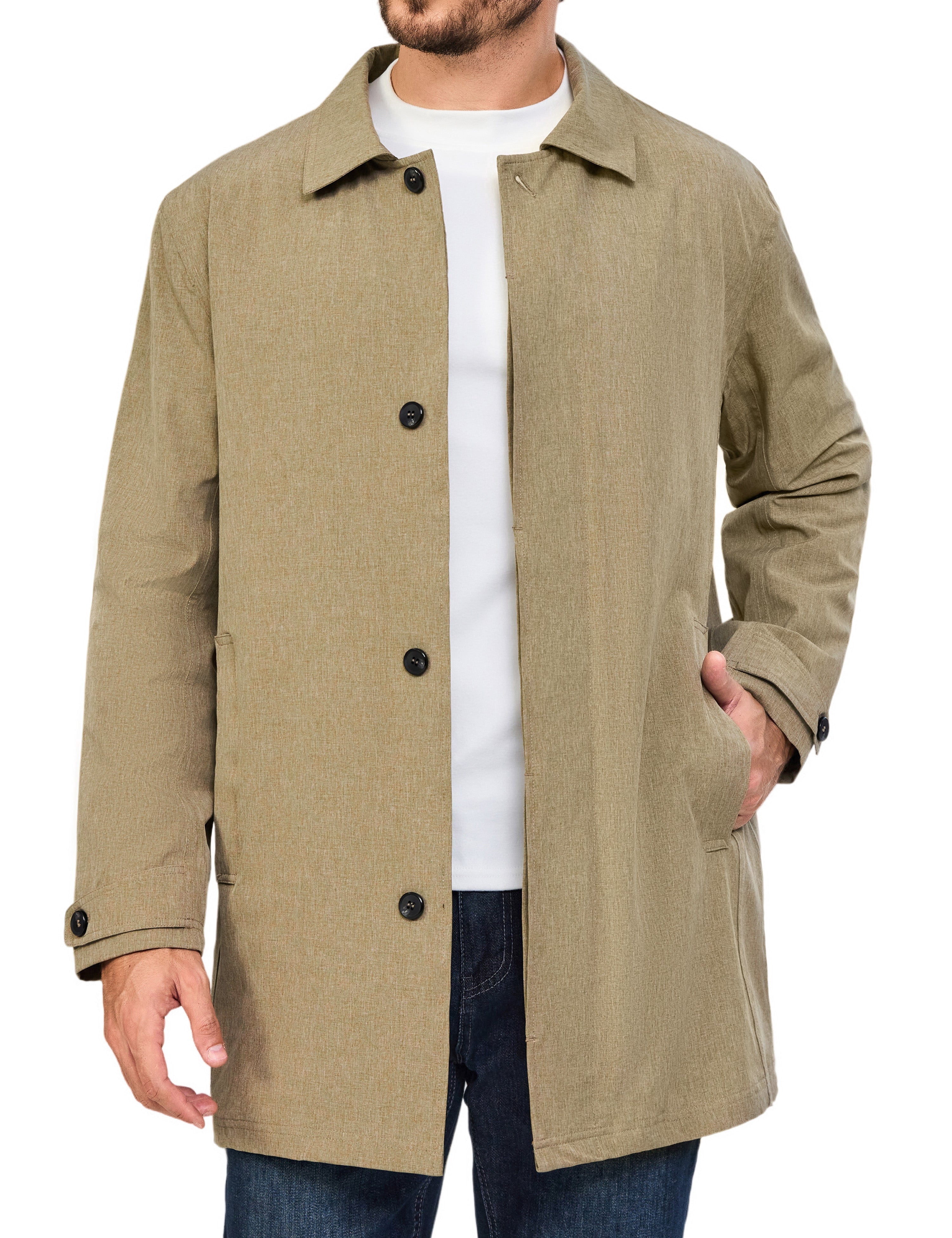 Little Donkey Andy Men's Waterproof Mid-Length Trench Coat, Lightweight ...