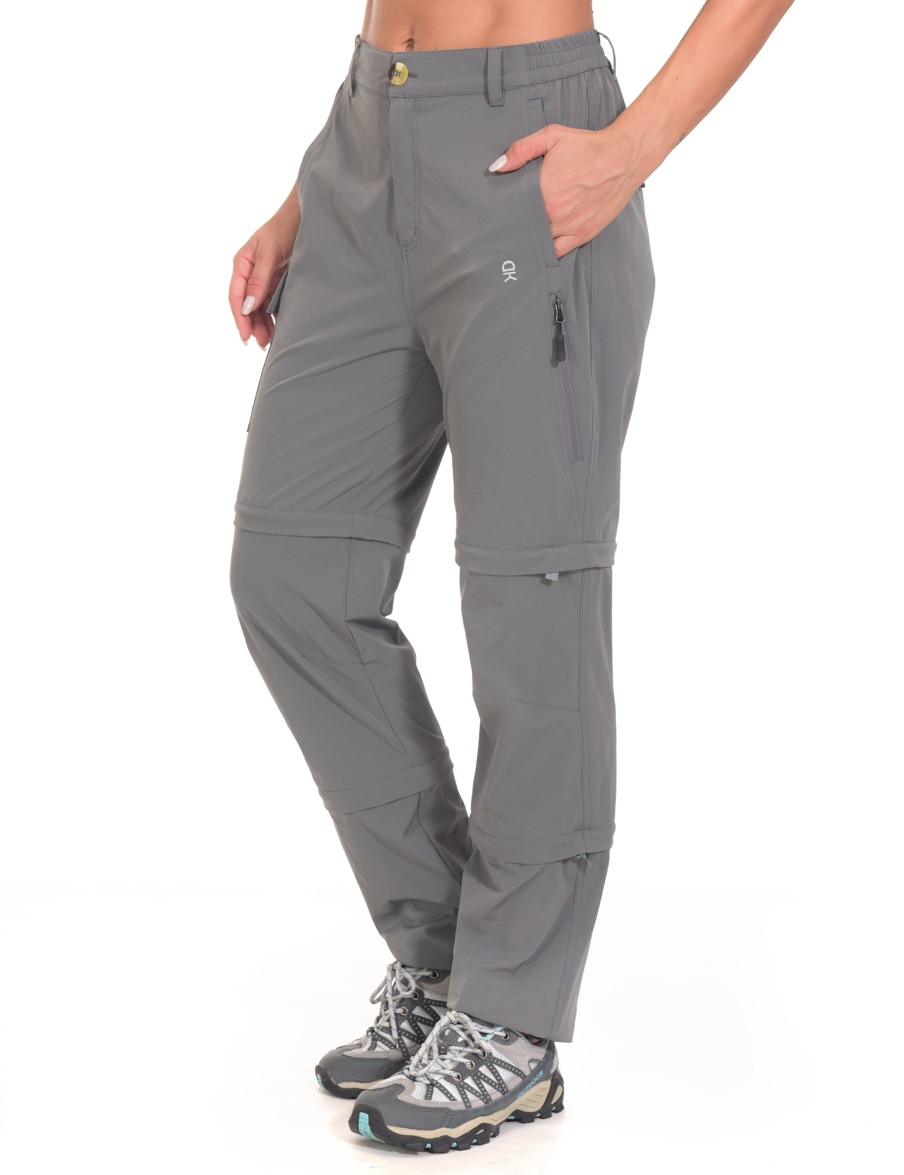 Little Donkey Andy Women's Stretch Convertible Pants, Zip Off Quick Dry Hiking Pants Gray Size S ...