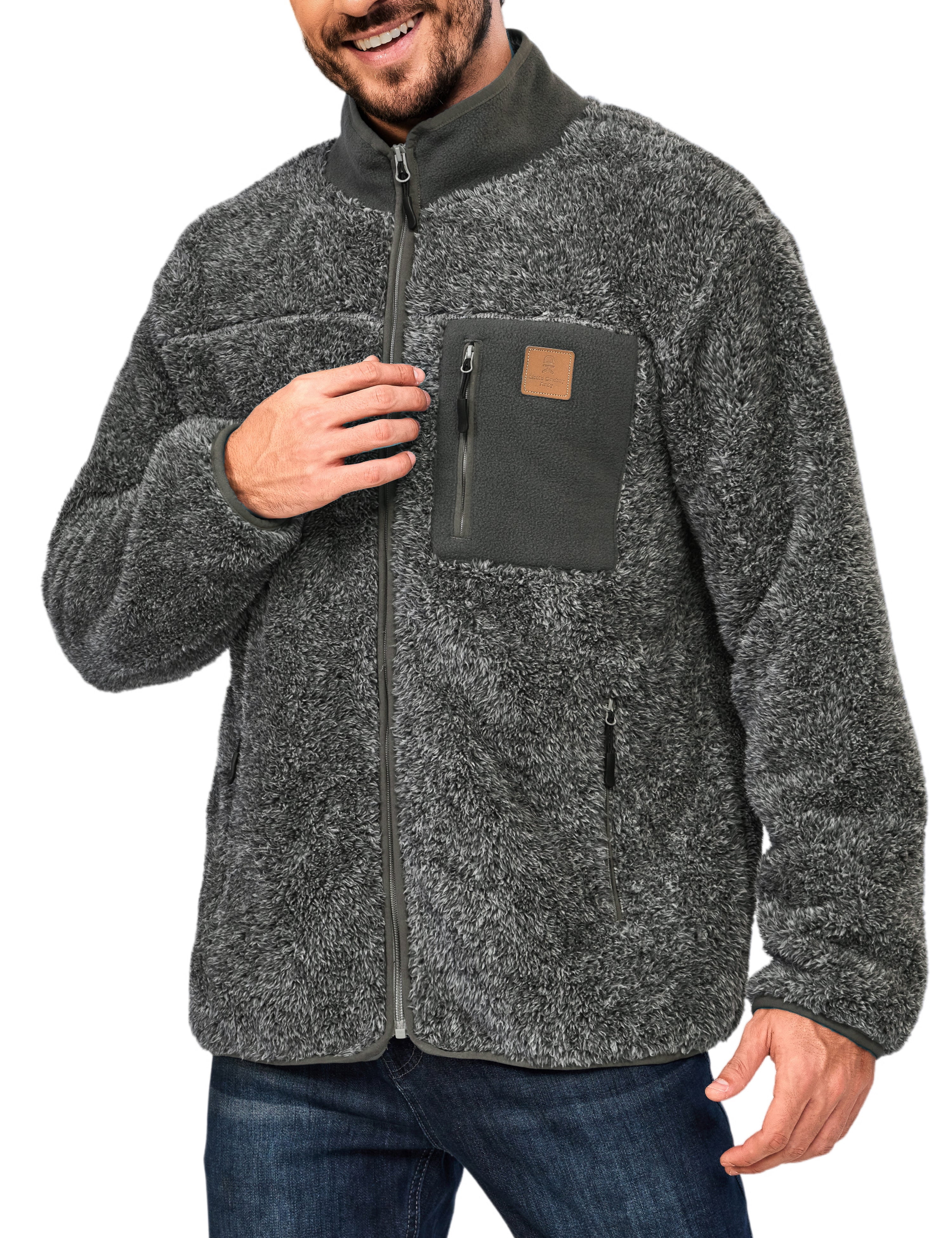 Little Donkey Andy Men's Fleece Lined Jacket Fuzzy Sherpa Full Zip ...