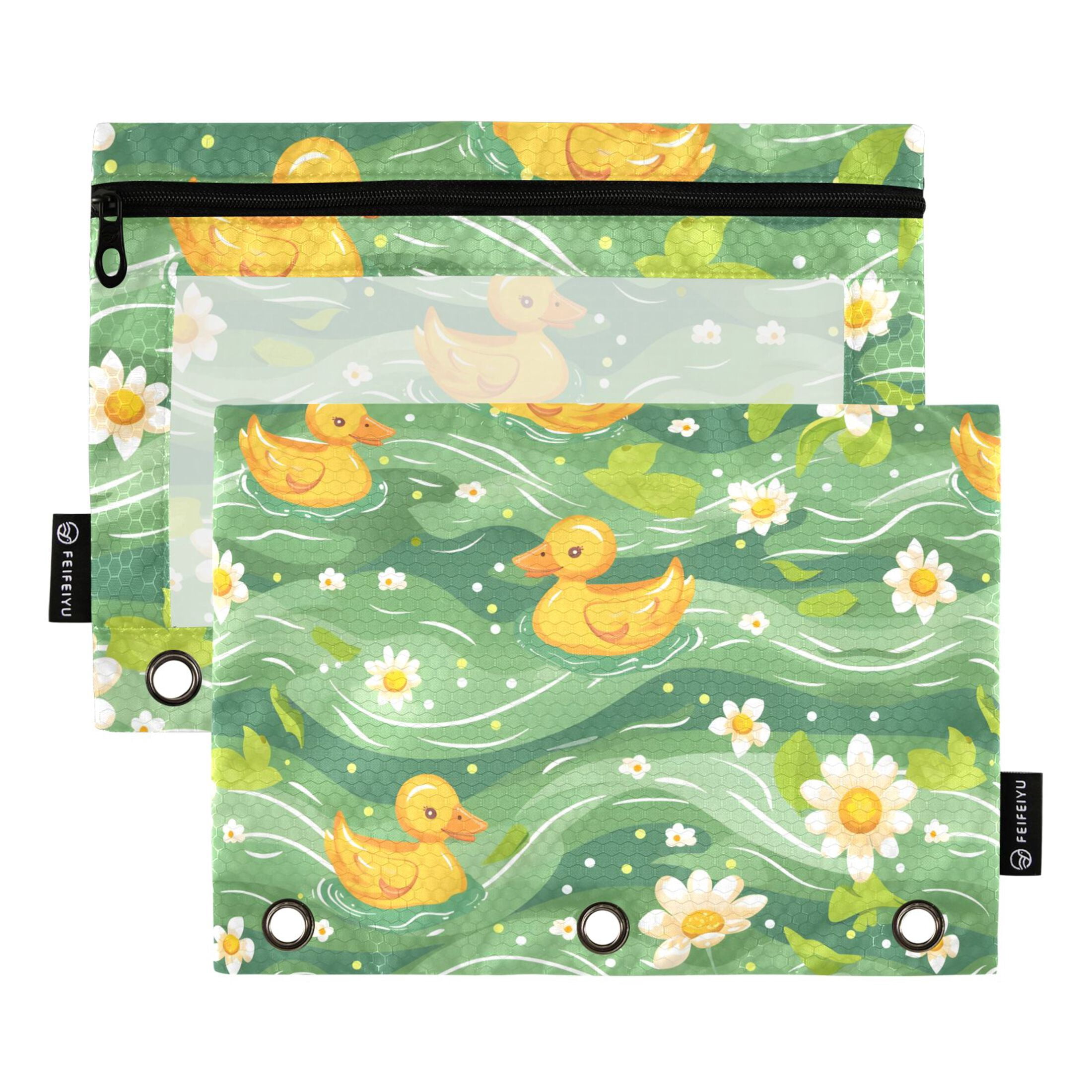 Little Ducks and Daisy Flower 2 Pack Pencil Pouch for 3 Ring Binder ...
