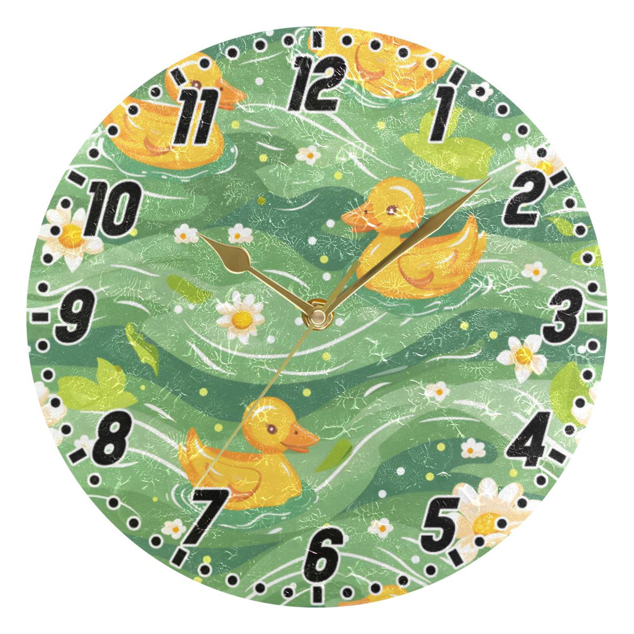 Little Ducks and Daisy Flower Wall Clock 9.8 inch Battery Operated ...