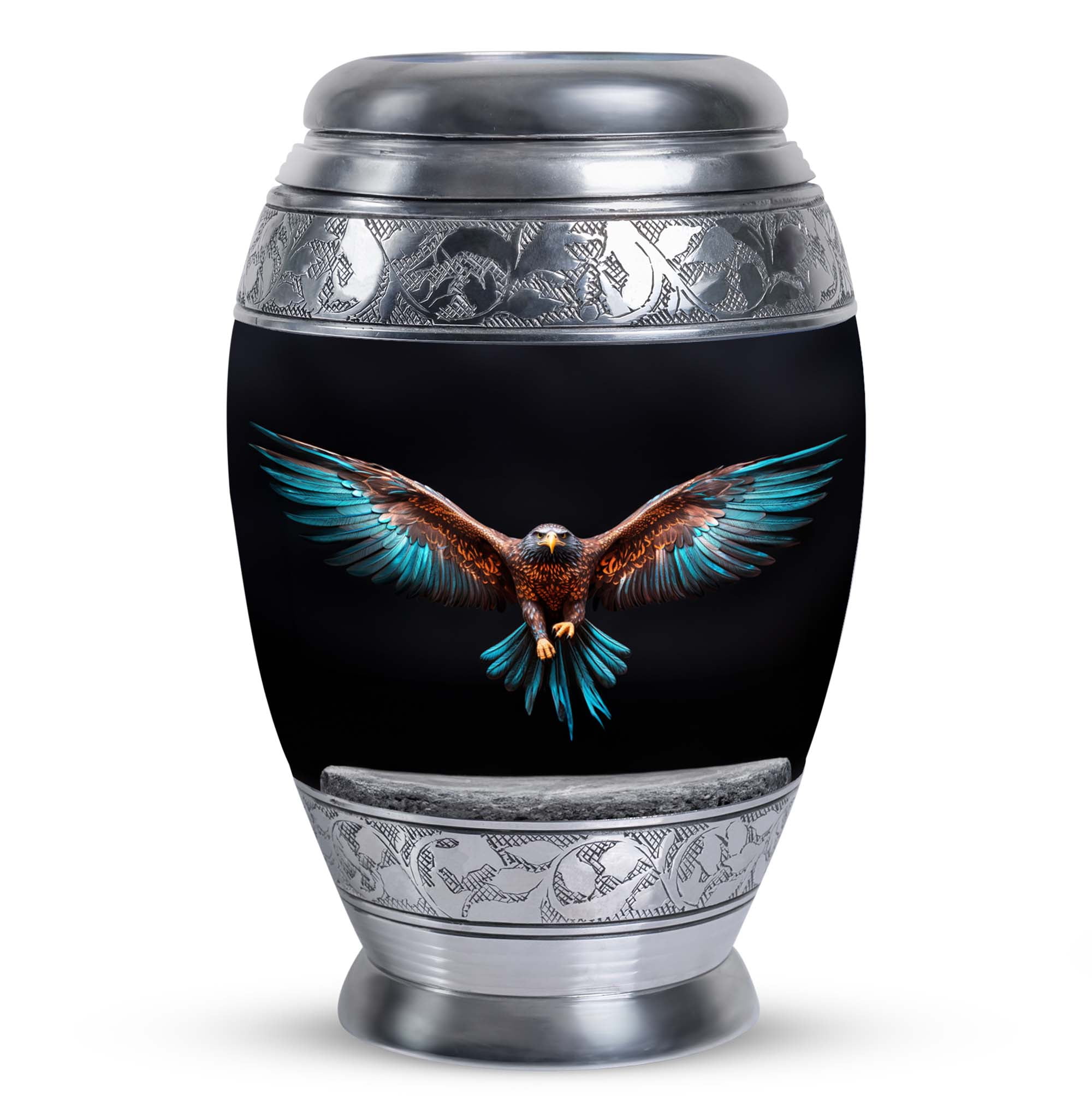 Little Eagle Spreading Wings Black Background Urn For Human Ashes ...