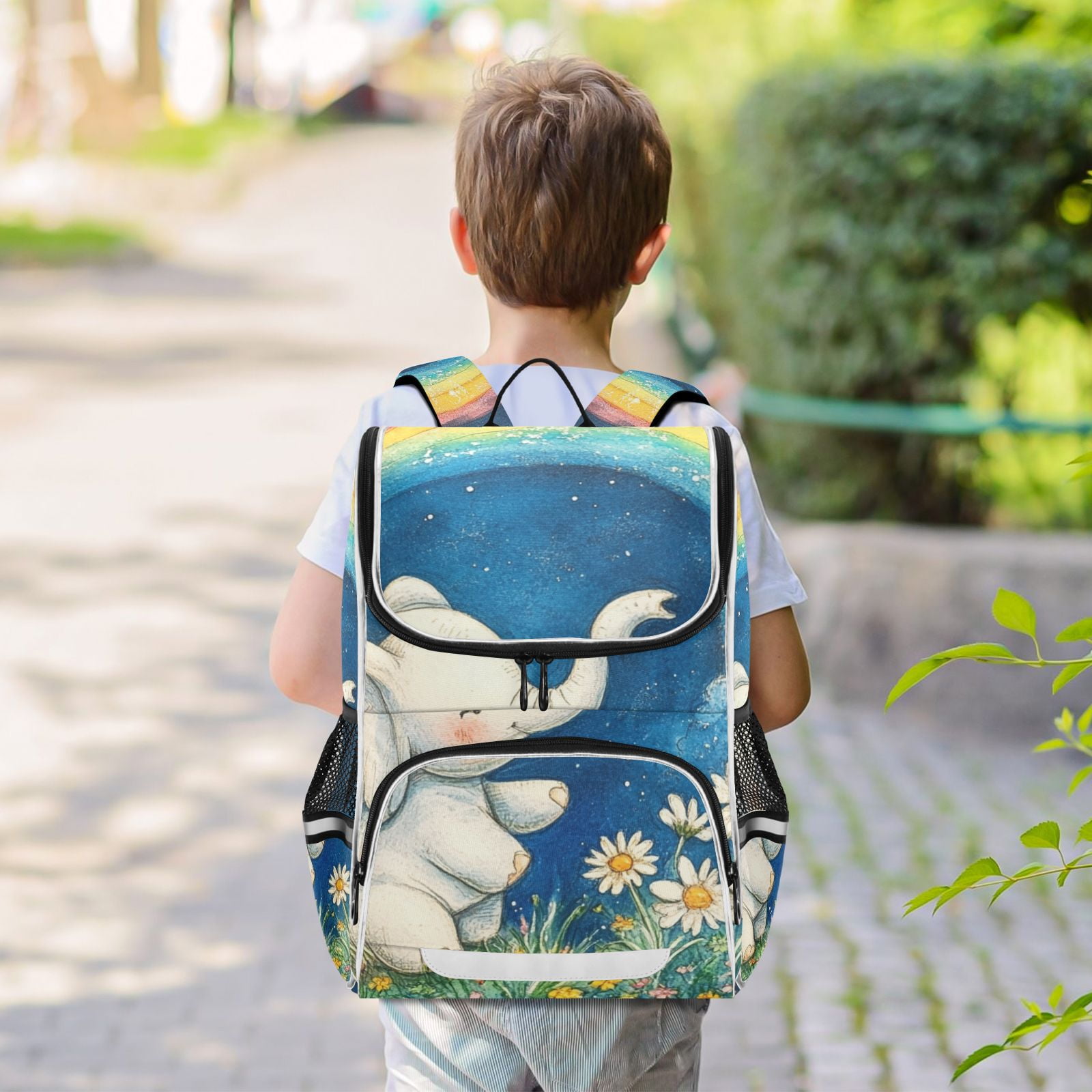 Little Elephants Rainbow Backpack Big Laptop Backpack Casual Daypack ...