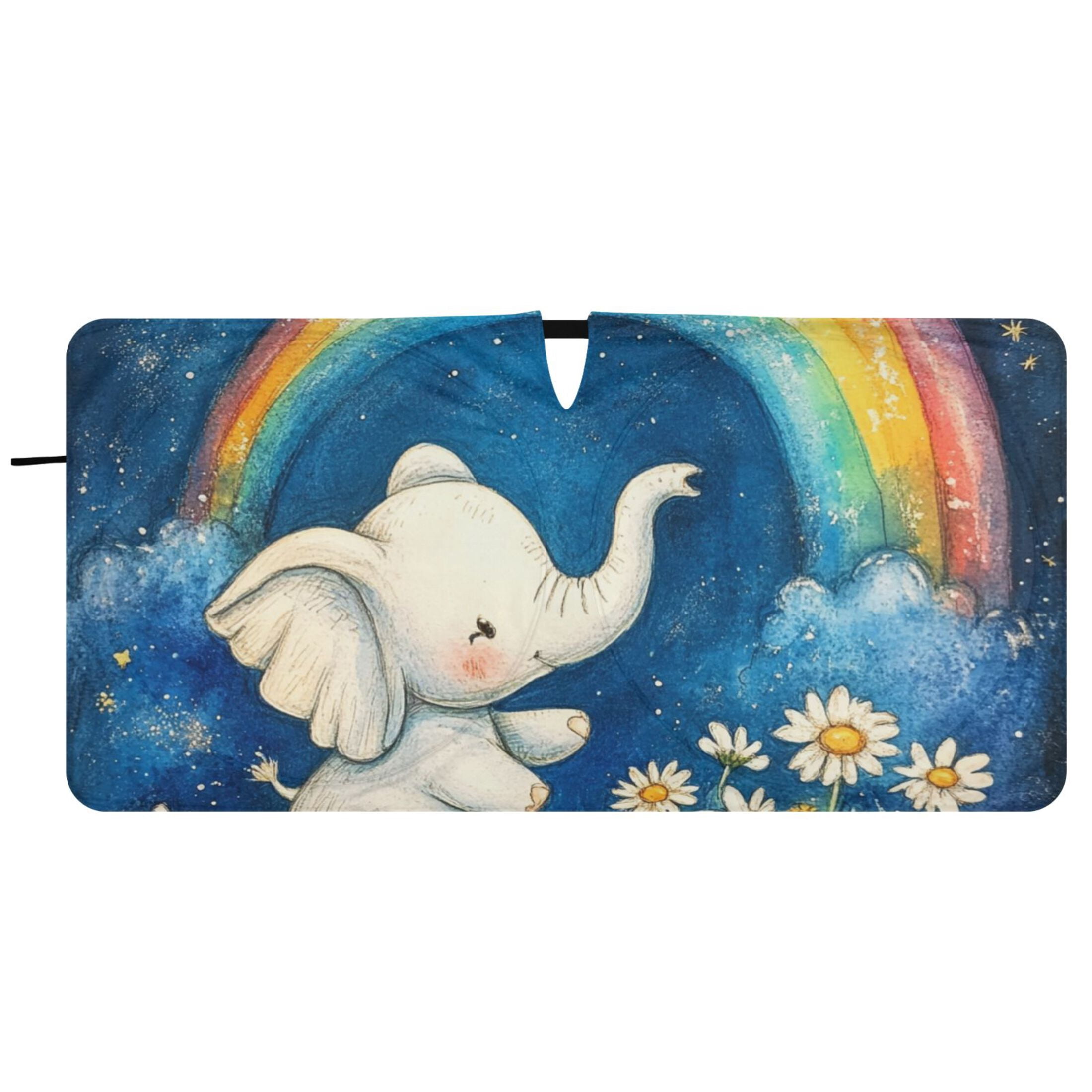 Little Elephants Rainbow Car Windshield Sun Shade Foldable Front Window ...