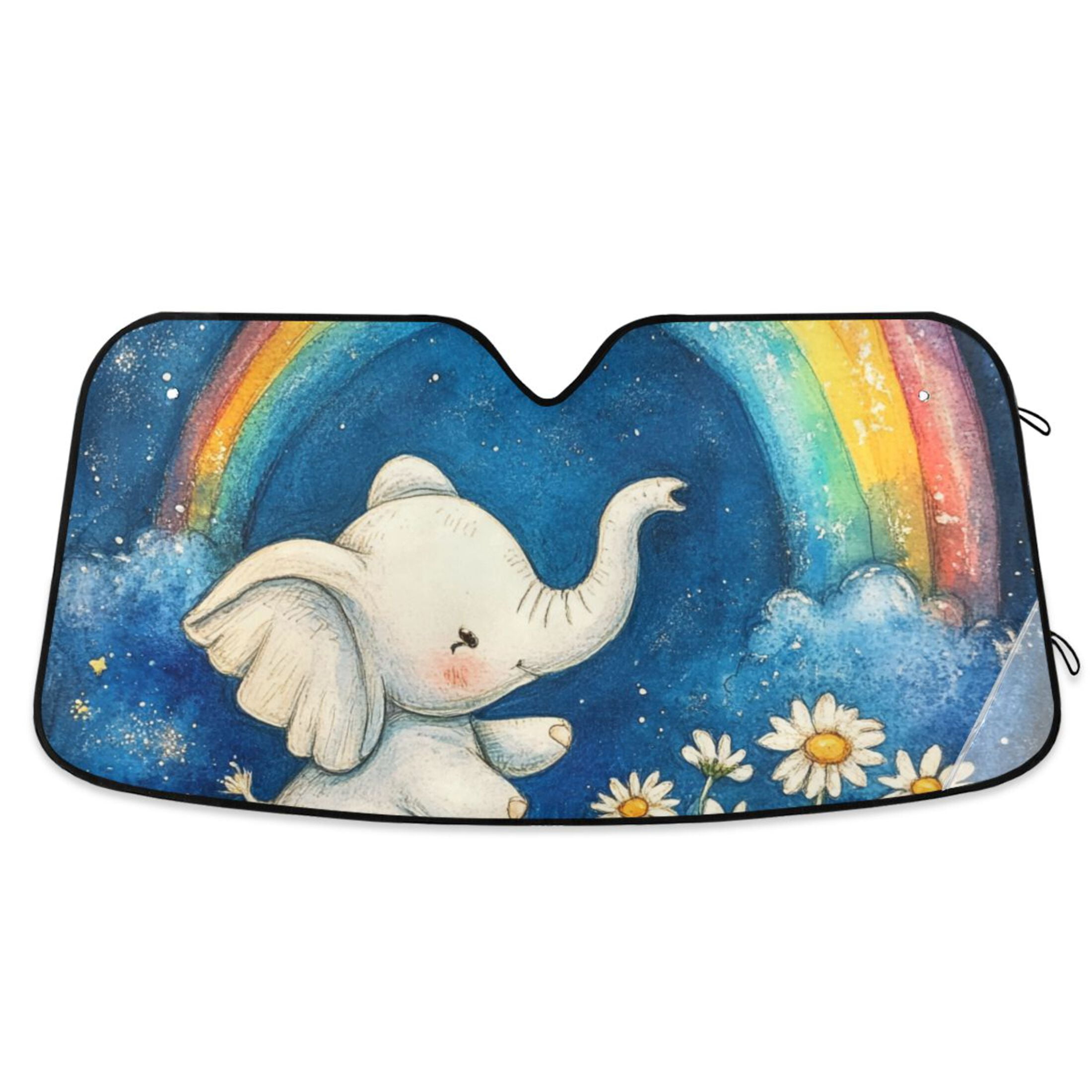 Little Elephants Rainbow Car Windshield Sun Shade Reflector Sunshade ...