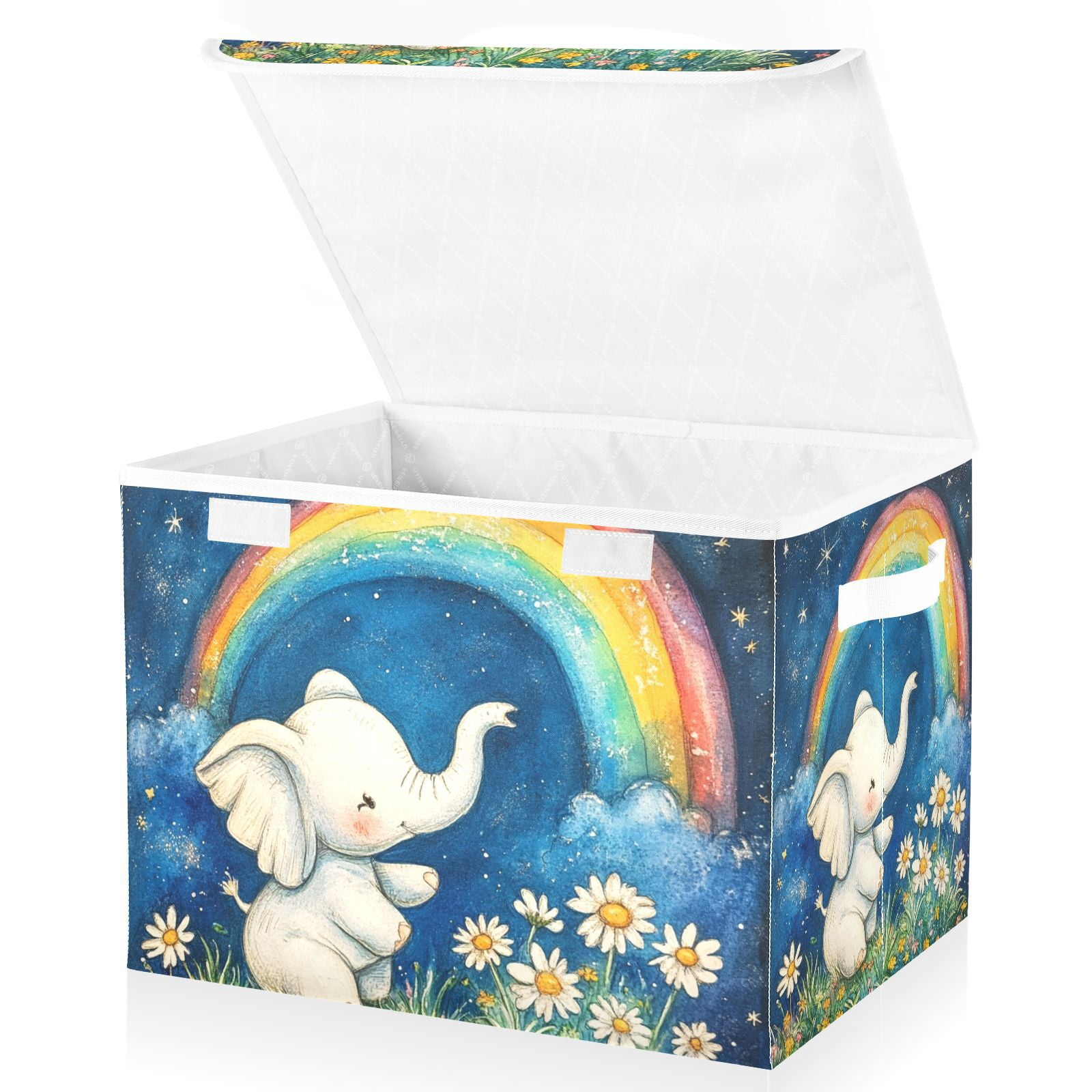 Little Elephants Rainbow Storage Basket for Shelves Foldable Container ...