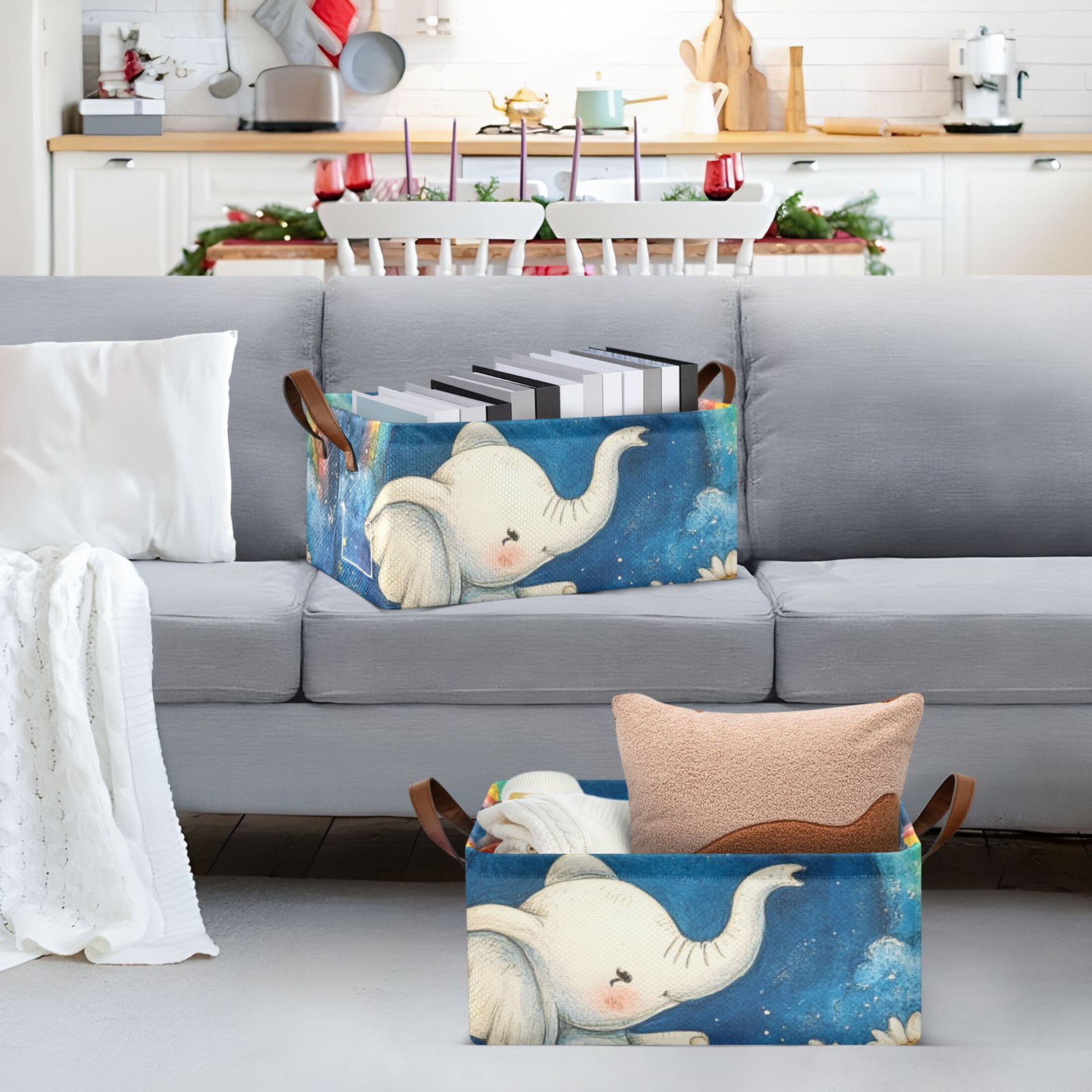 Little Elephants Rainbow Storage Bins with Handles Foldable Storage ...