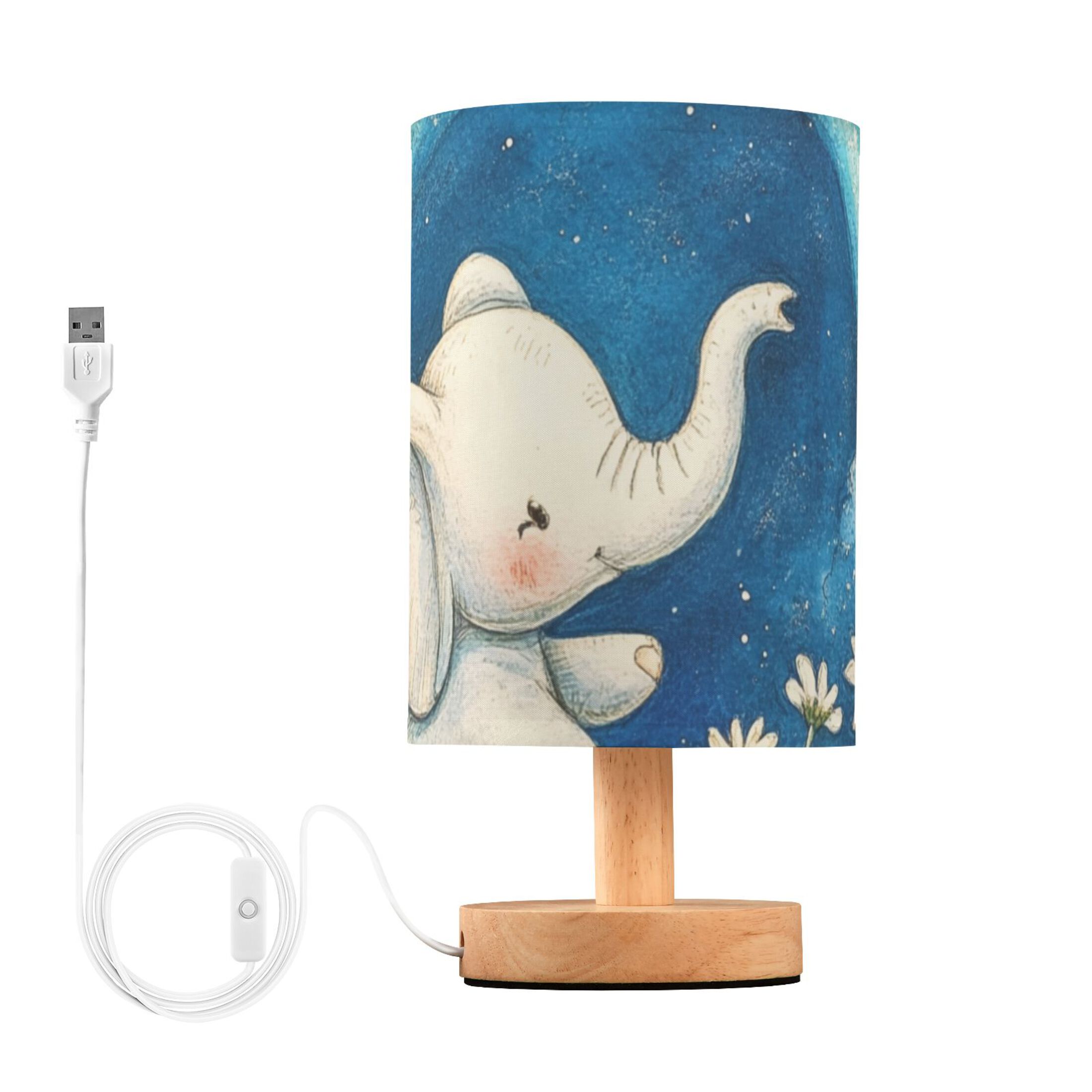 Little Elephants Rainbow Table Lamp for Desk Nightstand Lamp with USB ...