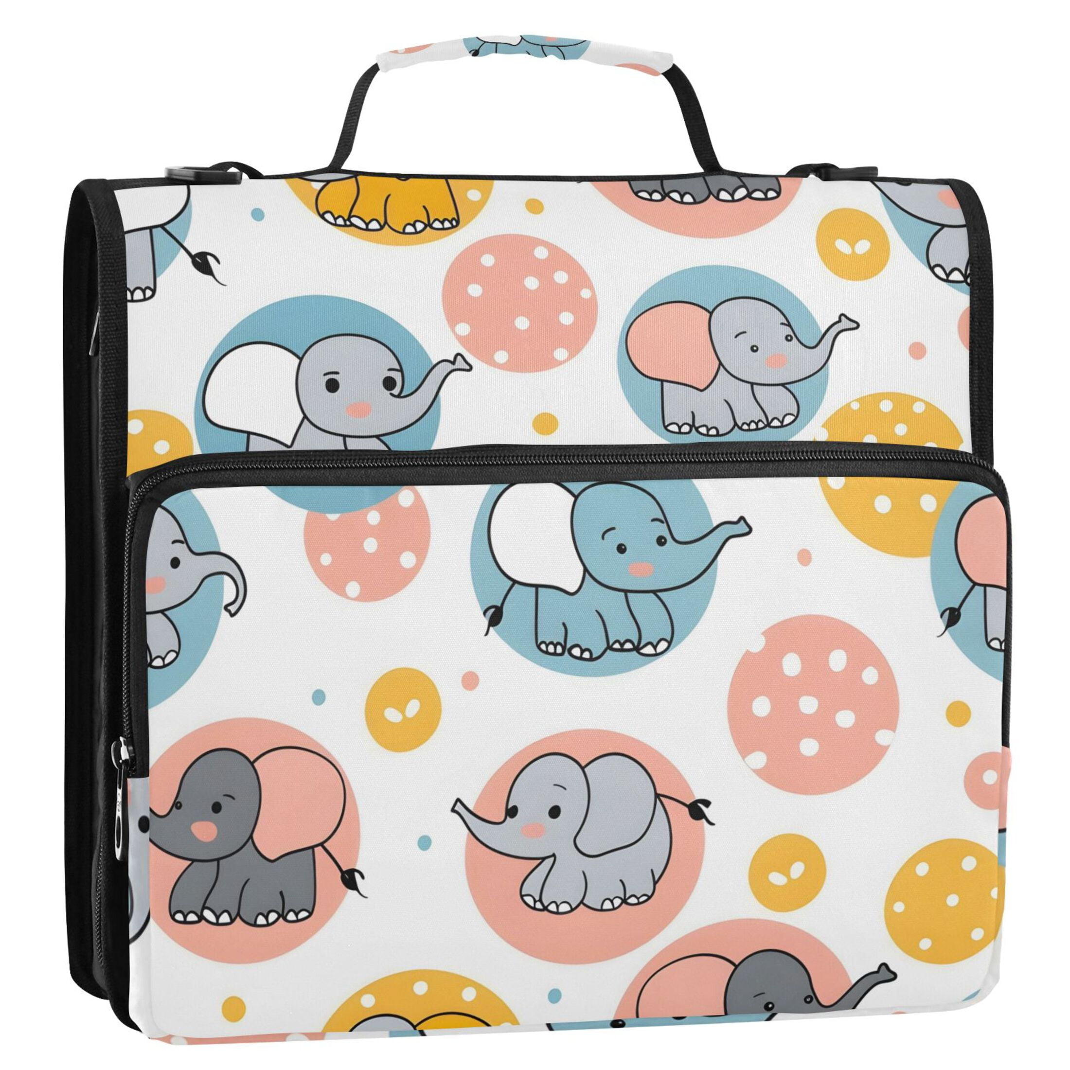 Little Elephants in Circles Binder Bag with Shoulder Strap 3 Ring ...