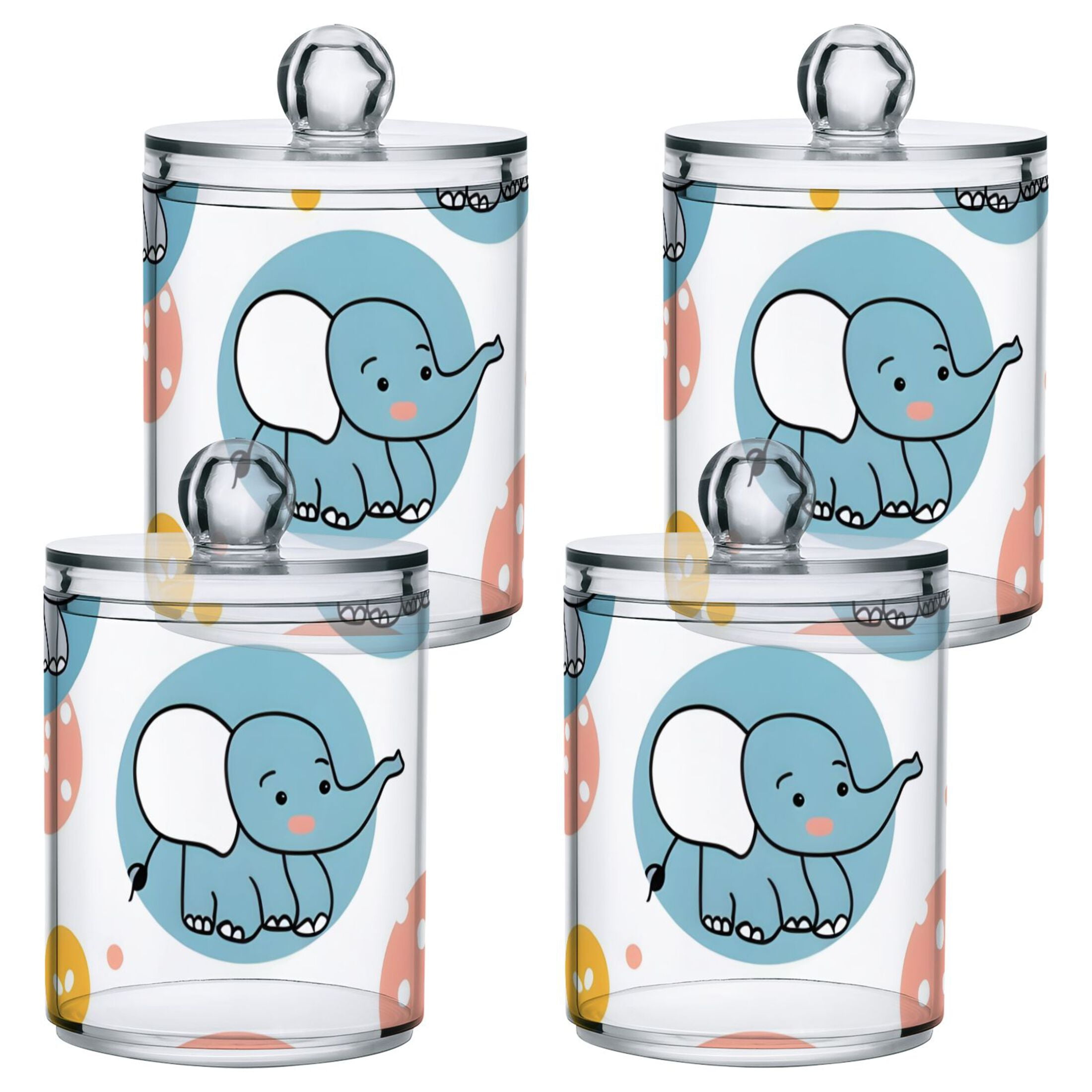 Little Elephants in Circles Translucent Plastic Cans Storage Canisters ...