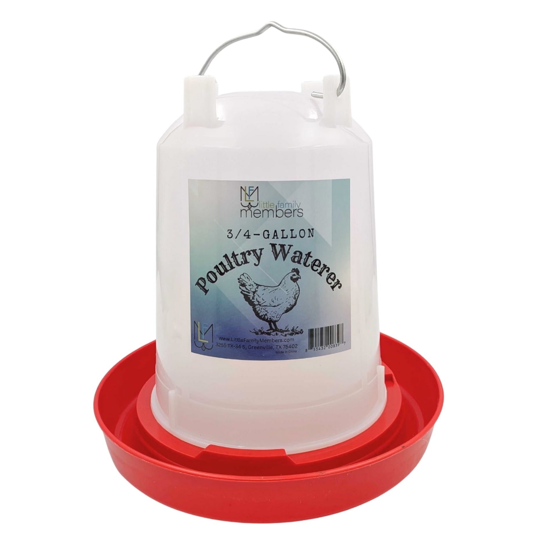 Little Family Members Chicken Waterer, 3/4-Gallon, Red, Semi ...