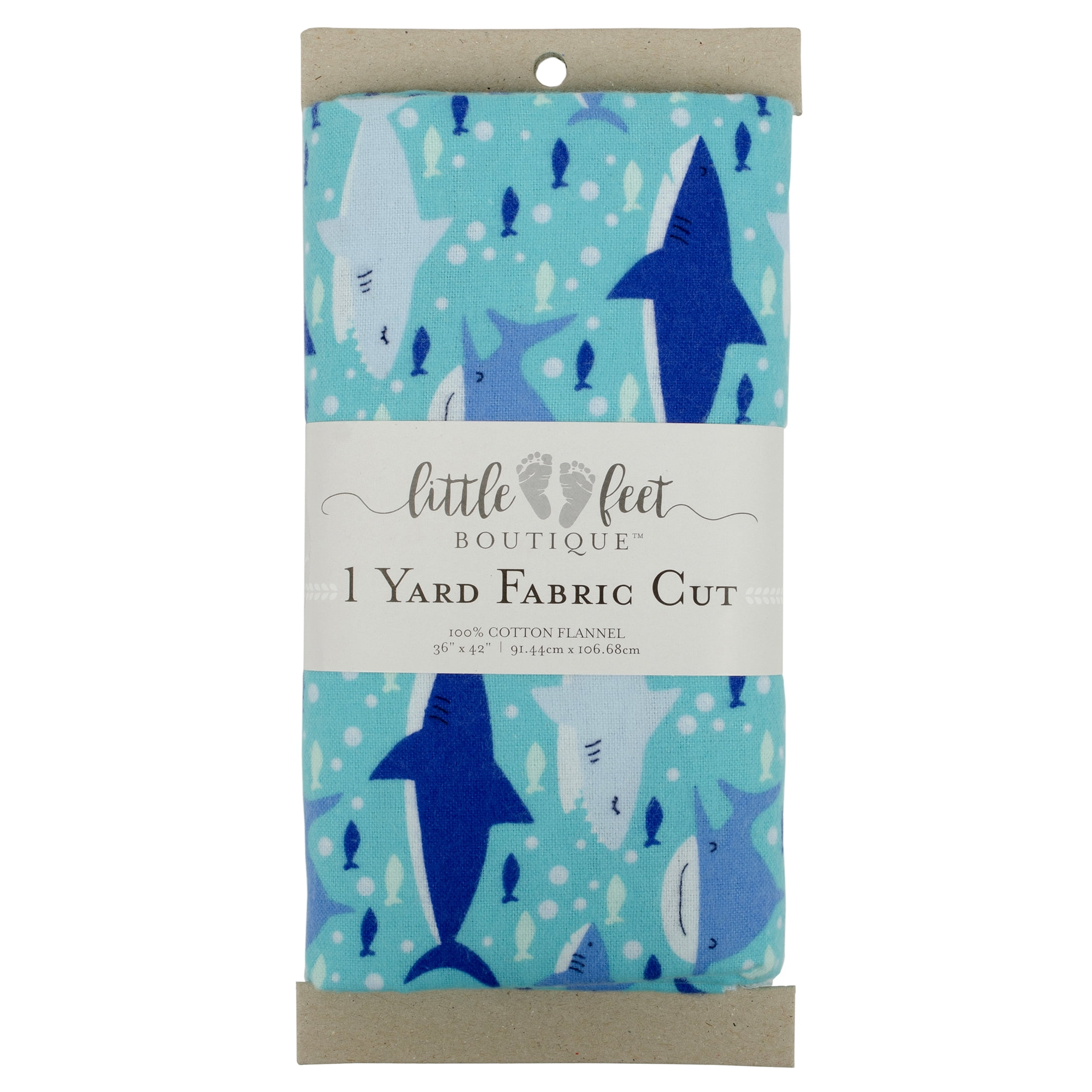 Little Feet Boutique 36"x42" Flannel Shark Precut Sewing & Craft Fabric ...