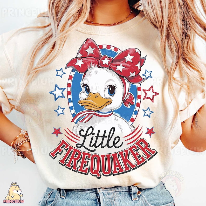 Little Firequacker Sublimation T-shirt, Cute Patriotic Duck Shirt, 4th ...