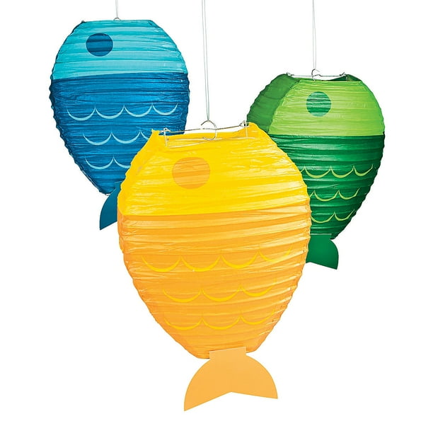 Little Fisherman Fish Shaped Paper Lante - Party Decor - 3 Pieces ...