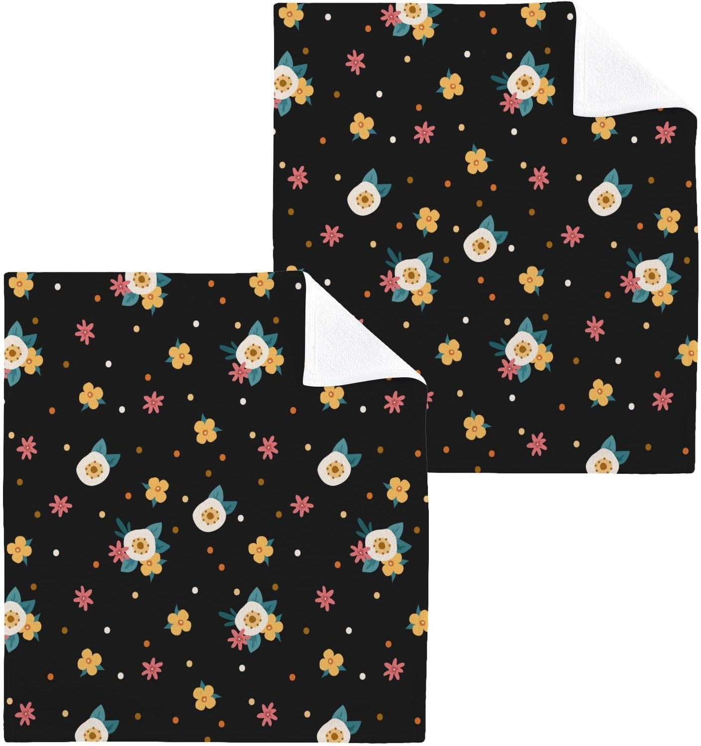 Little Floral Washcloth 12x12in Set, 6 Pack Absorbent Cotton Towel ...