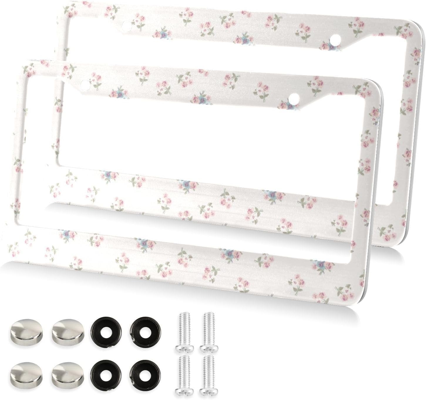 Little Flower License Plate Frame - 2 Pack Universal Stainless Steel ...