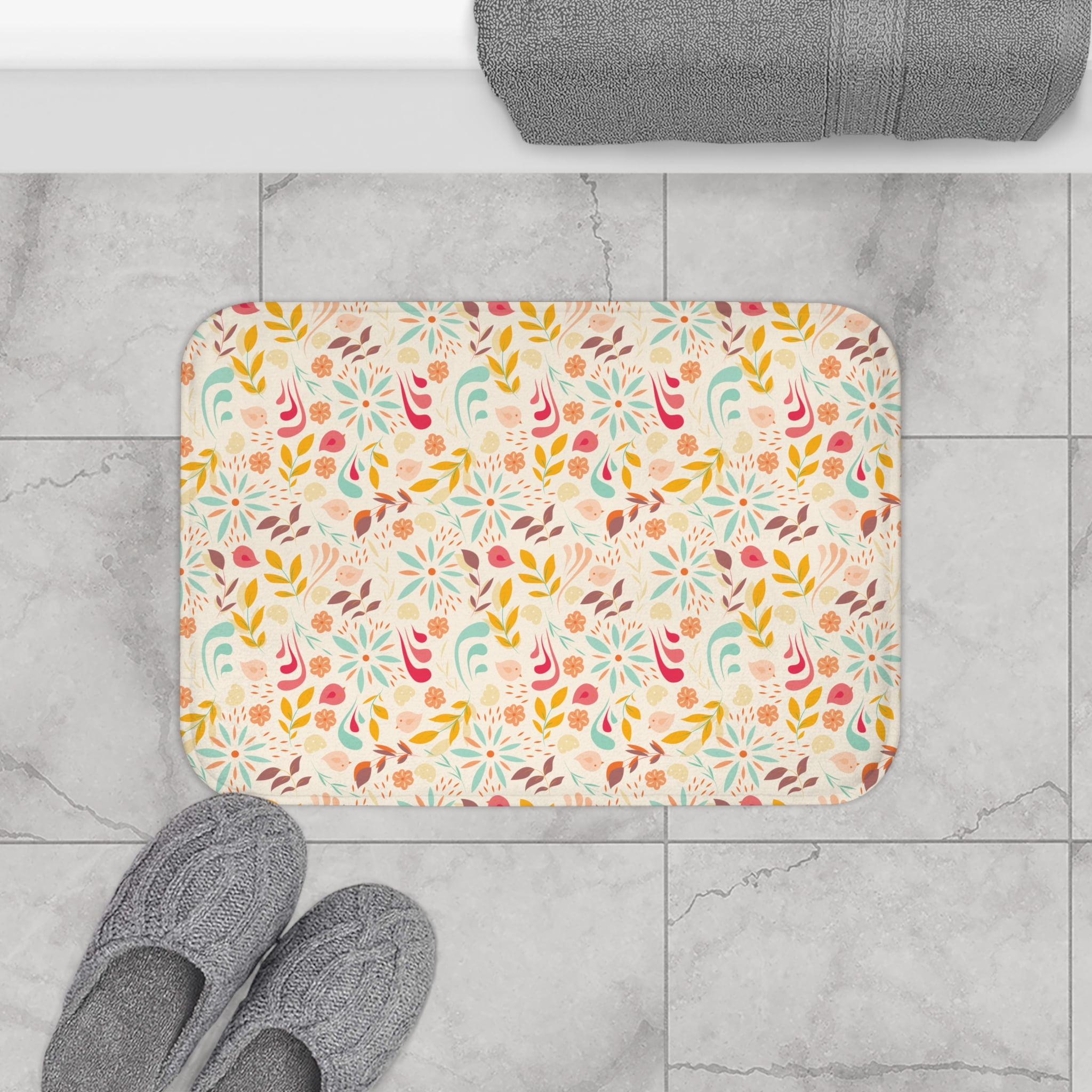 Little Flowers Floral Design Bath Mat - Walmart.com