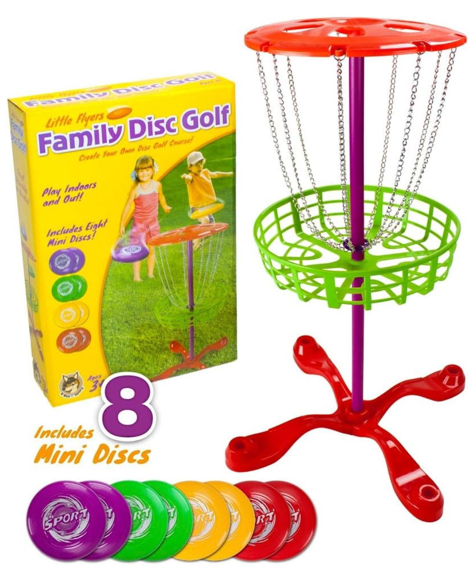 Little Flyers Family Disc Golf and Target Set | 8 Mini Discs and 25 ...