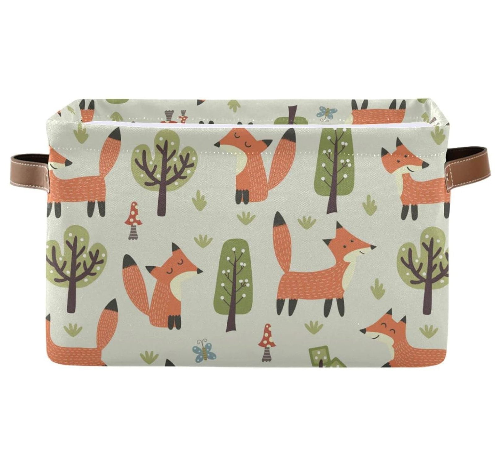 Little Foxes Trees Storage Basket Set of 1 Large Fabric Forest Storage ...