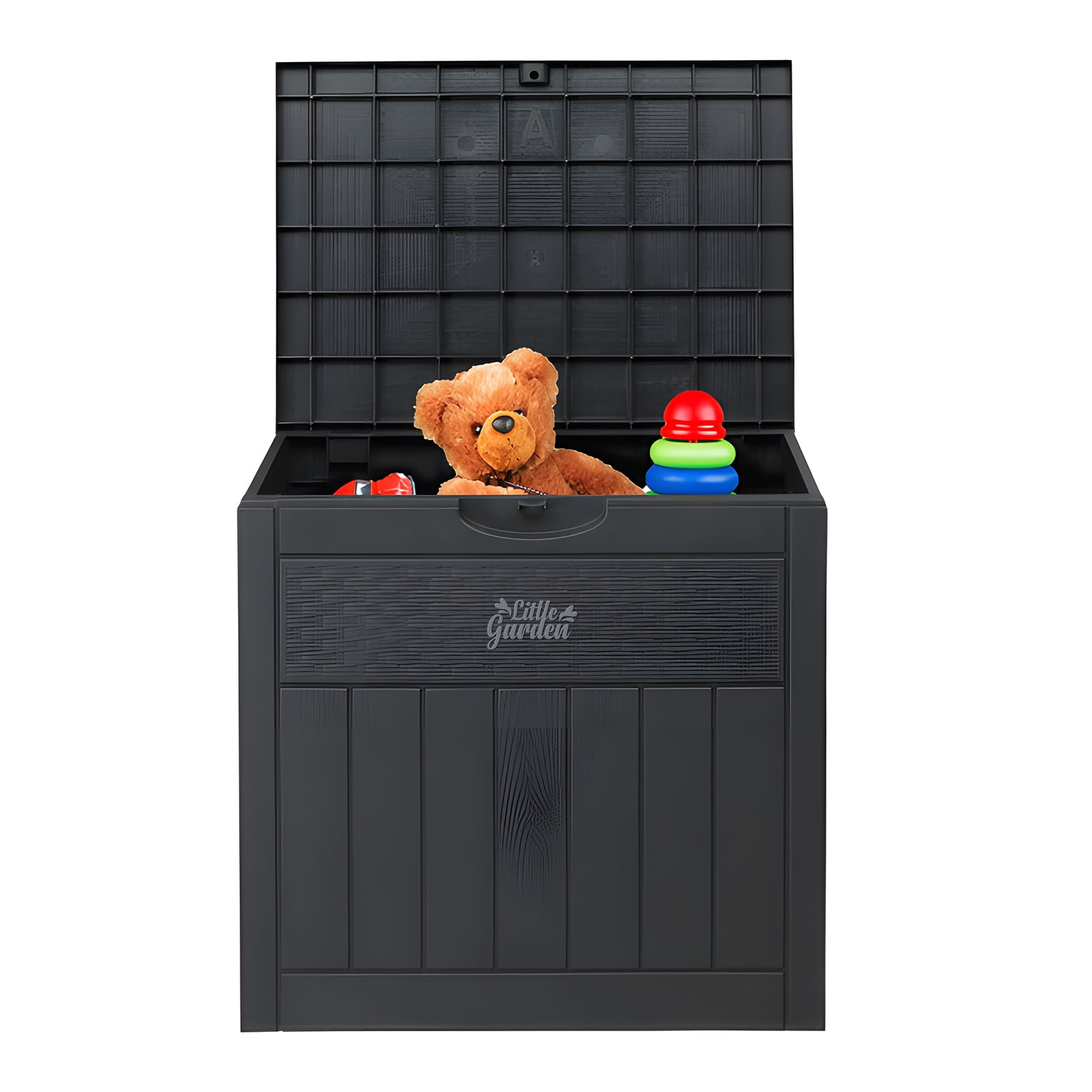 Little Garden 33gal Square Wood & Rattan Plastic Garden Storage Box ...