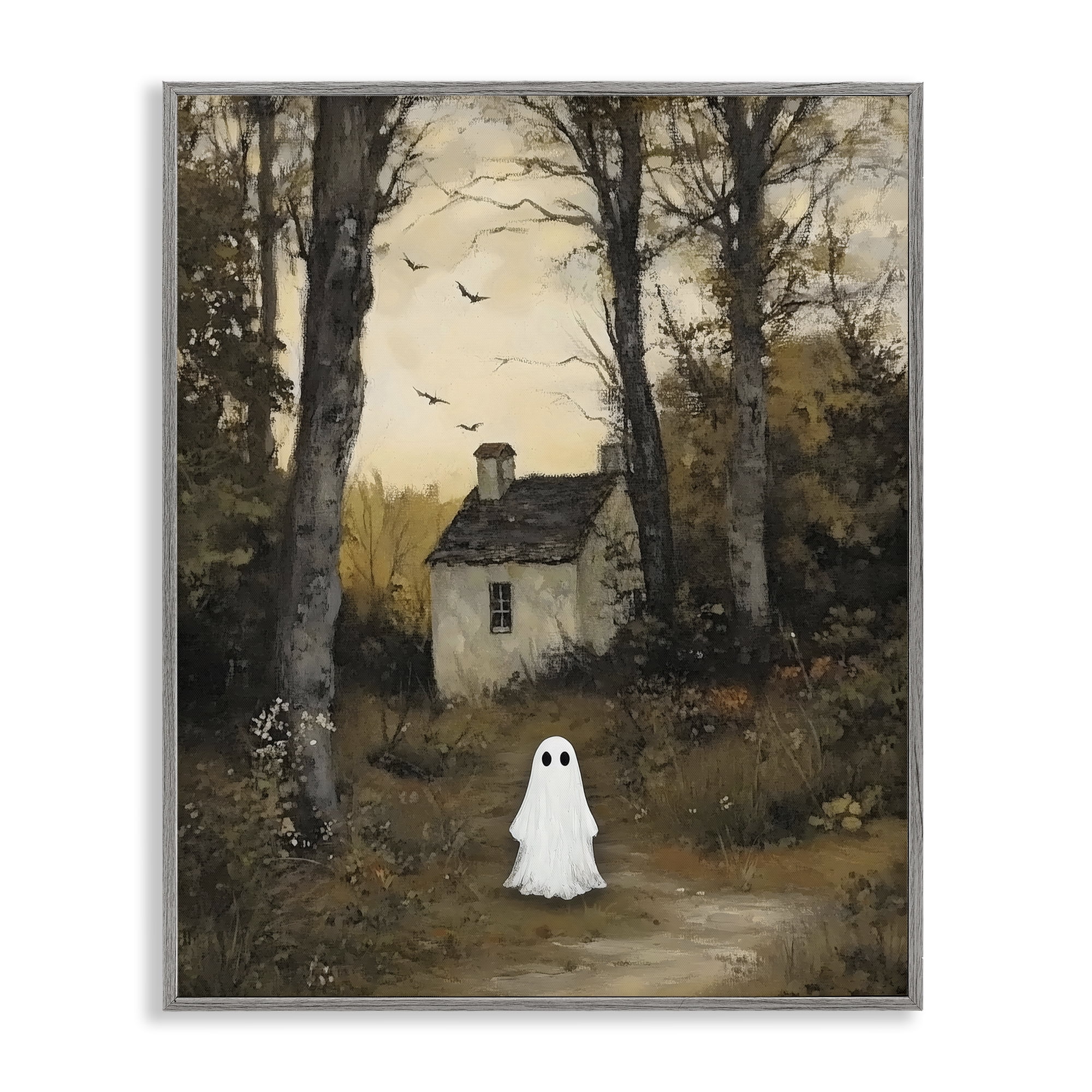 Little Ghost in Cottage Forest Gray Framed Giclee Art, design by ...