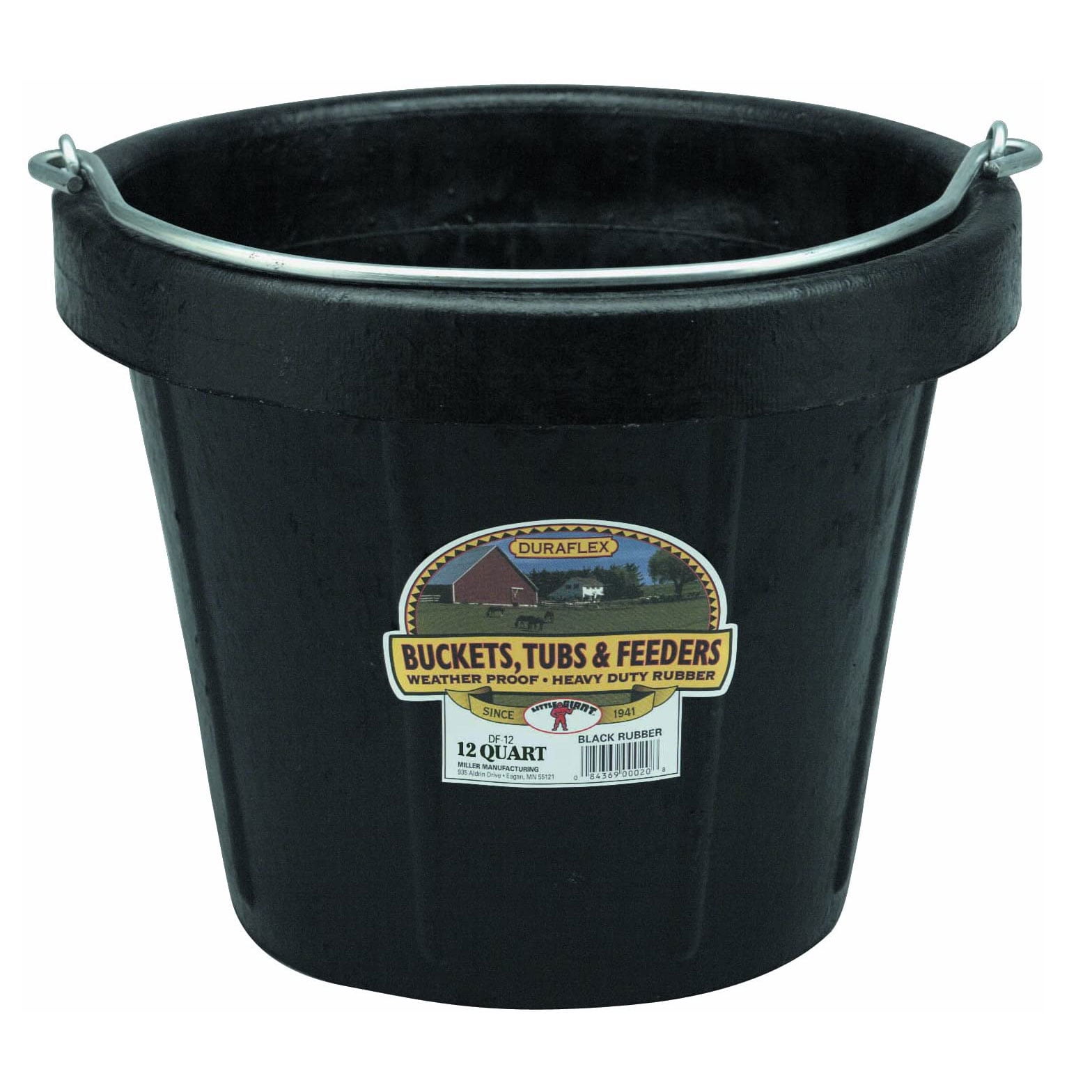 Little Giant 12-Quart Flexible Rubber Bucket, Heavy-Duty Steel Handle ...