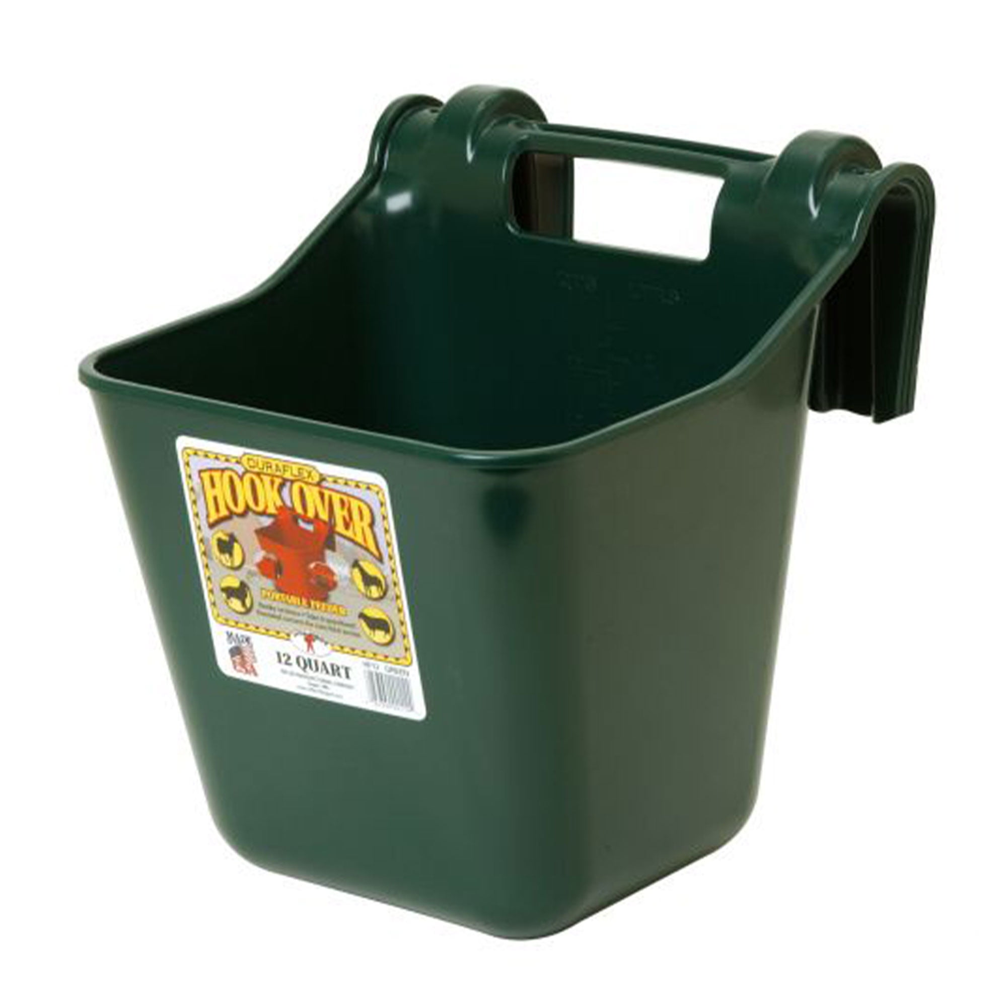 Little Giant 12 Quart Mountable Livestock & Pet Hook Over Feeder, Green ...