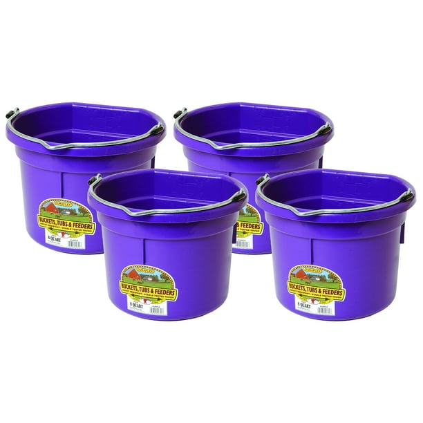 Little Giant 2 Gallon All Purpose Flat Back Plastic Bucket, Purple, (4 ...