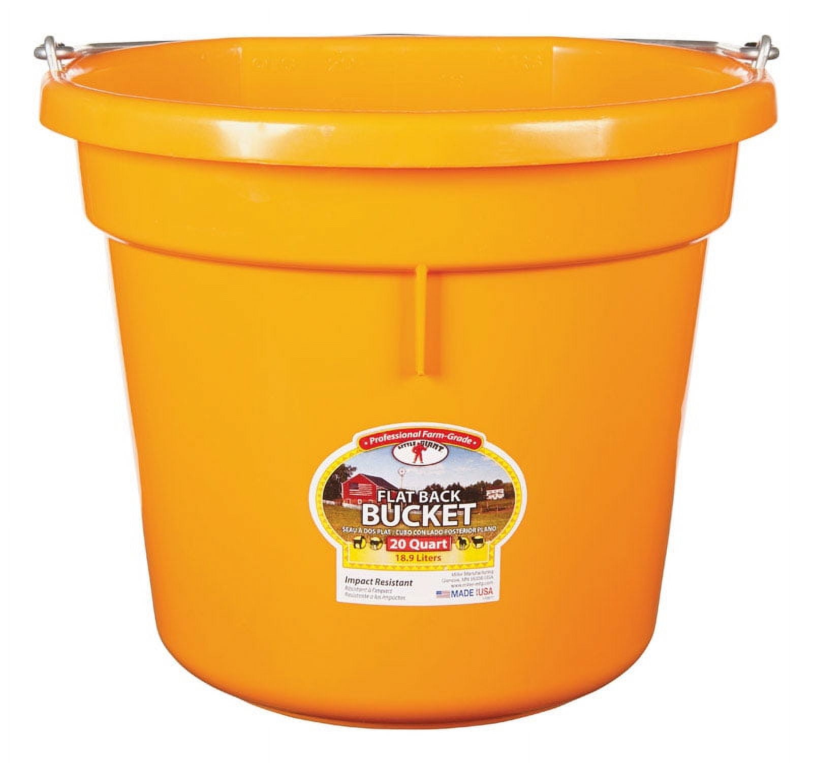 Little Giant 20Qt Flatback Plastic Bucket Orange - Walmart Business ...