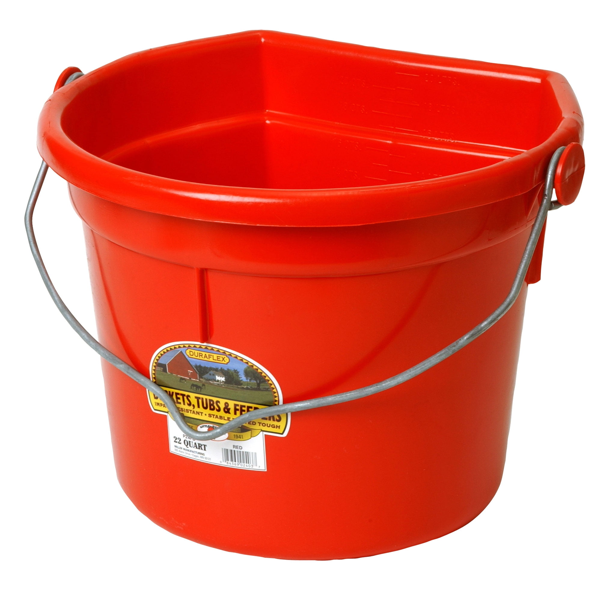Little Giant 22 Quart Flat Plastic Animal Feed Bucket with Knob Bail ...
