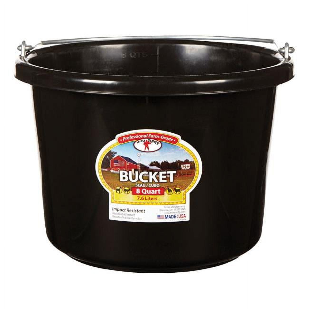 Little Giant 7404049 8 qt. Round Plastic Bucket - Black - Walmart.com
