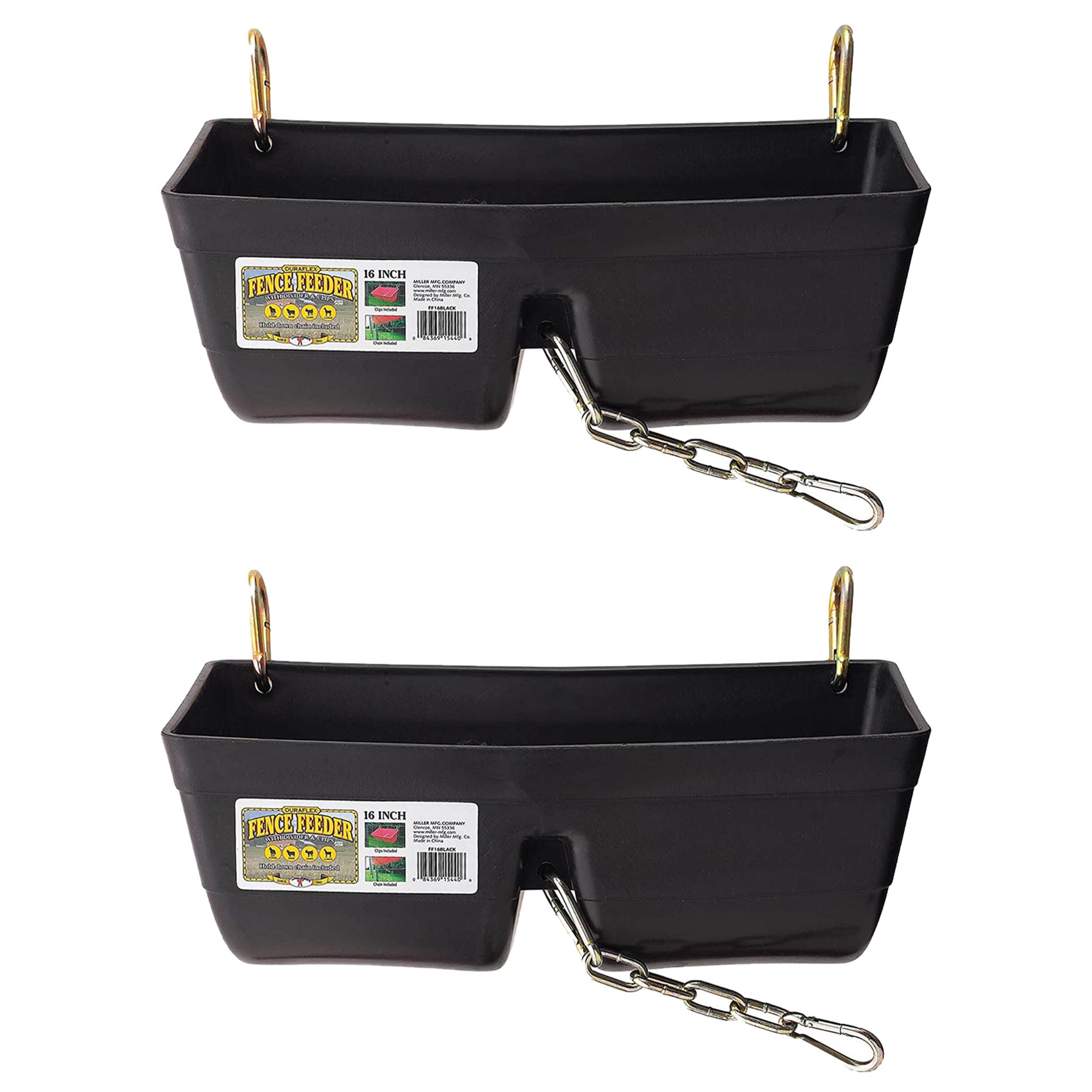 Little Giant 9 Quart Heavy Duty Feed Trough Bucket Fence Feeder, Black ...