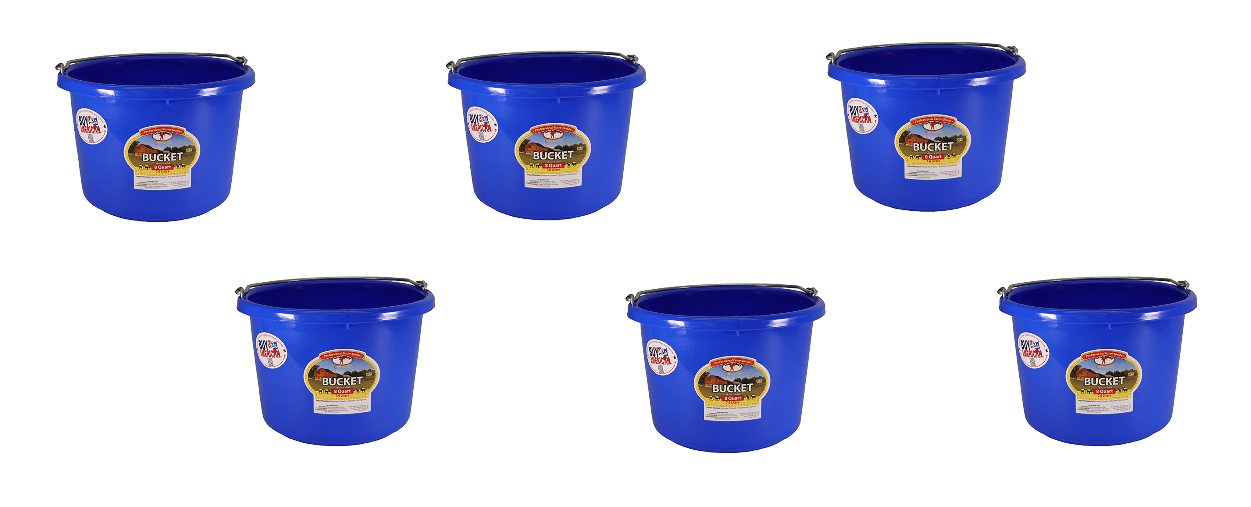 Little Giant Blue 8 Quart Plastic Bucket Pack of 6 - P8BLUE - Walmart.com