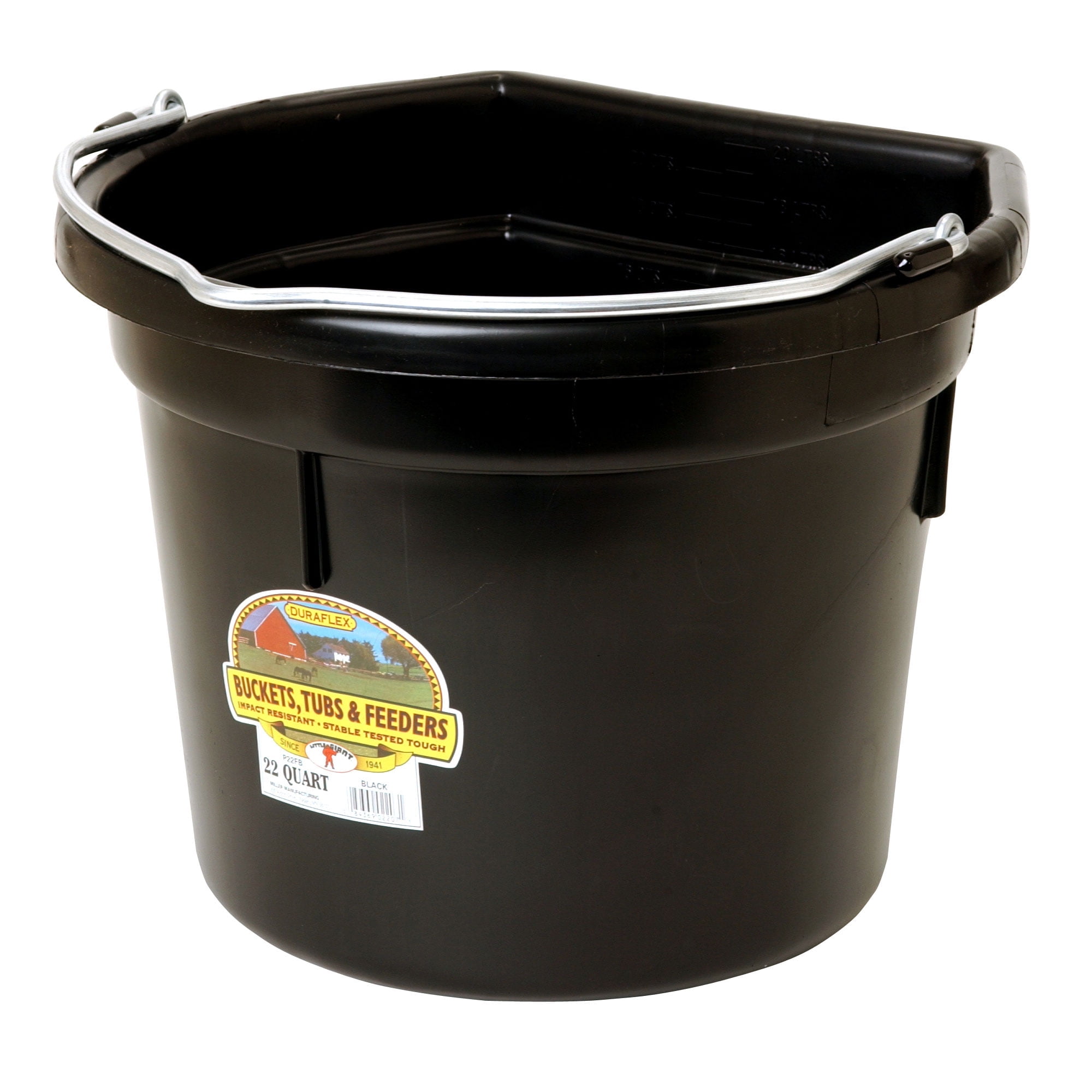 Little Giant Heavy Duty 22 Quart Flat Back Plastic Bucket with Metal ...