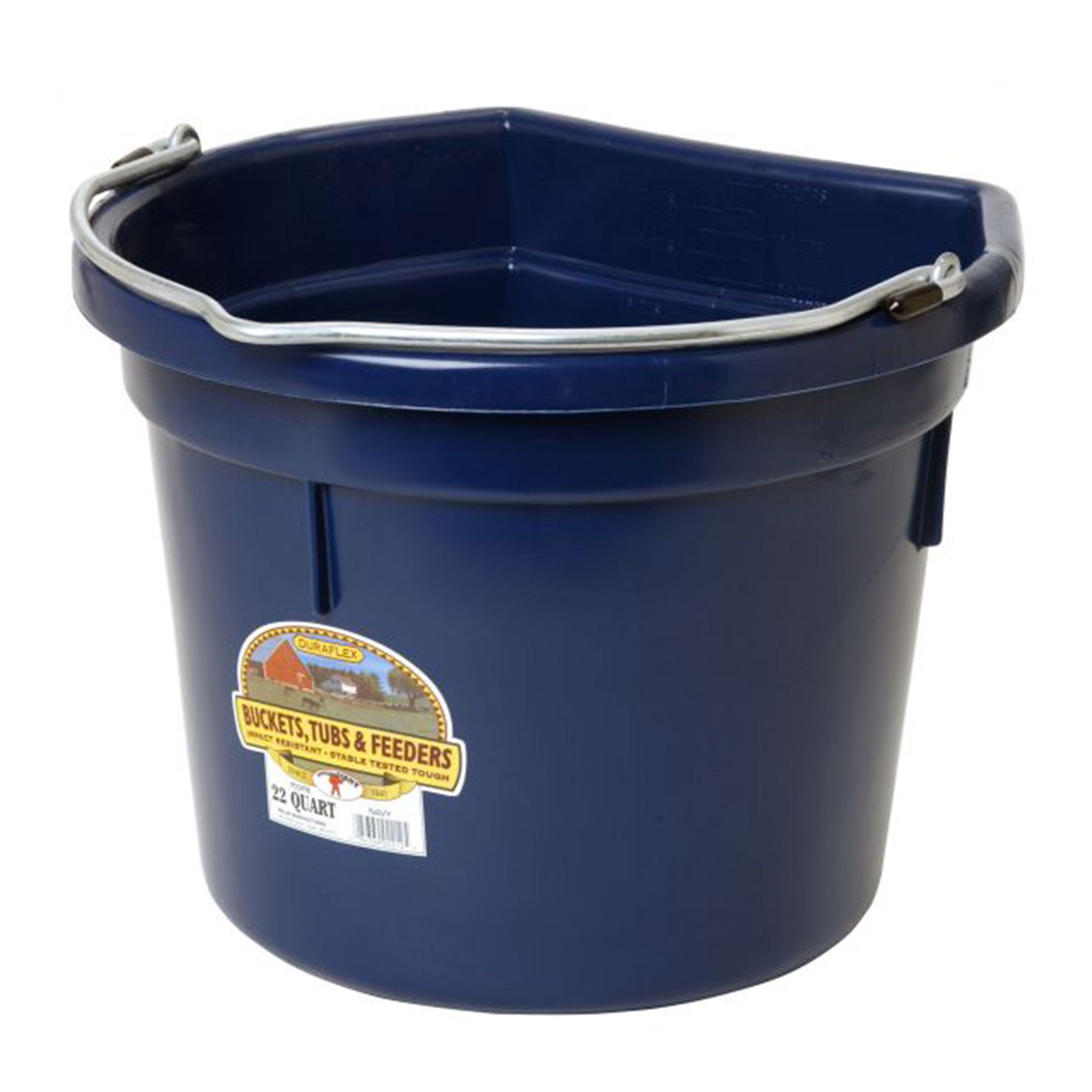 Little Giant Heavy Duty 22 Quart Flat Back Plastic Bucket with Metal ...