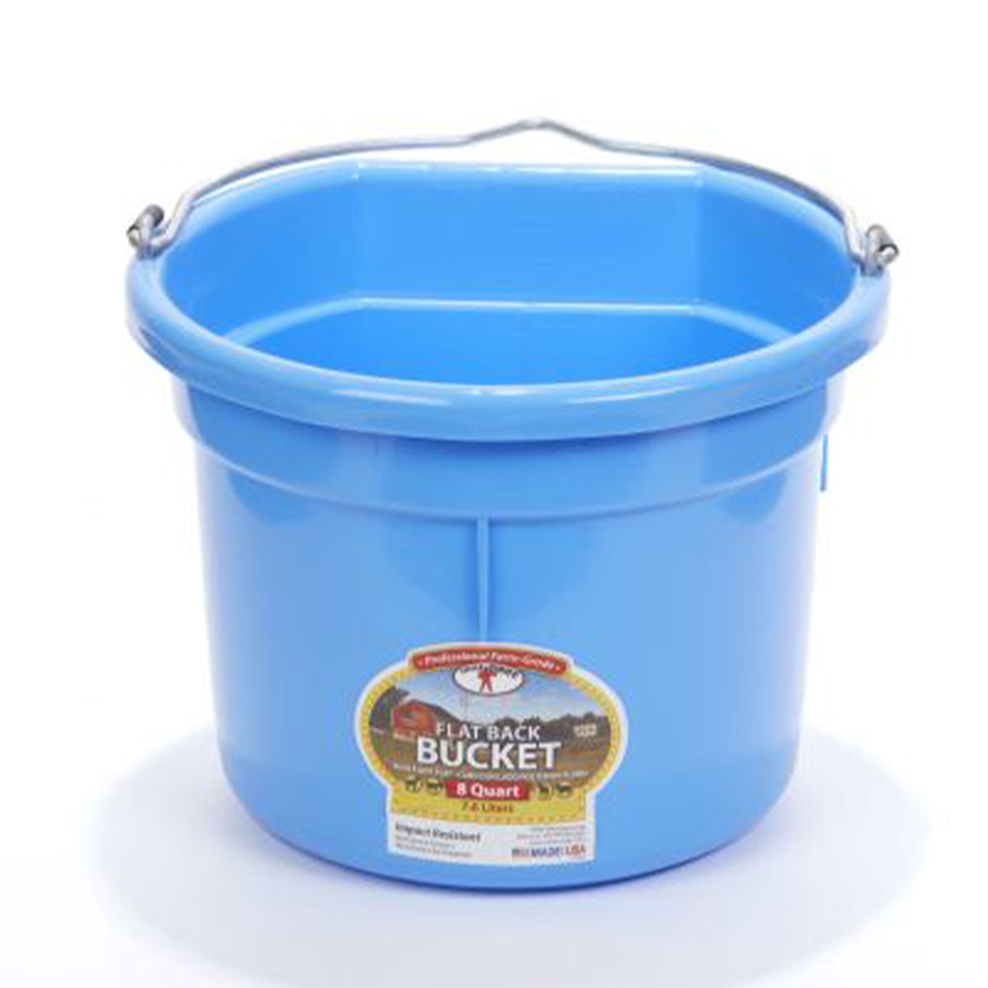 Little Giant Heavy Duty 8 Quart Flat Back Plastic Bucket with Metal ...