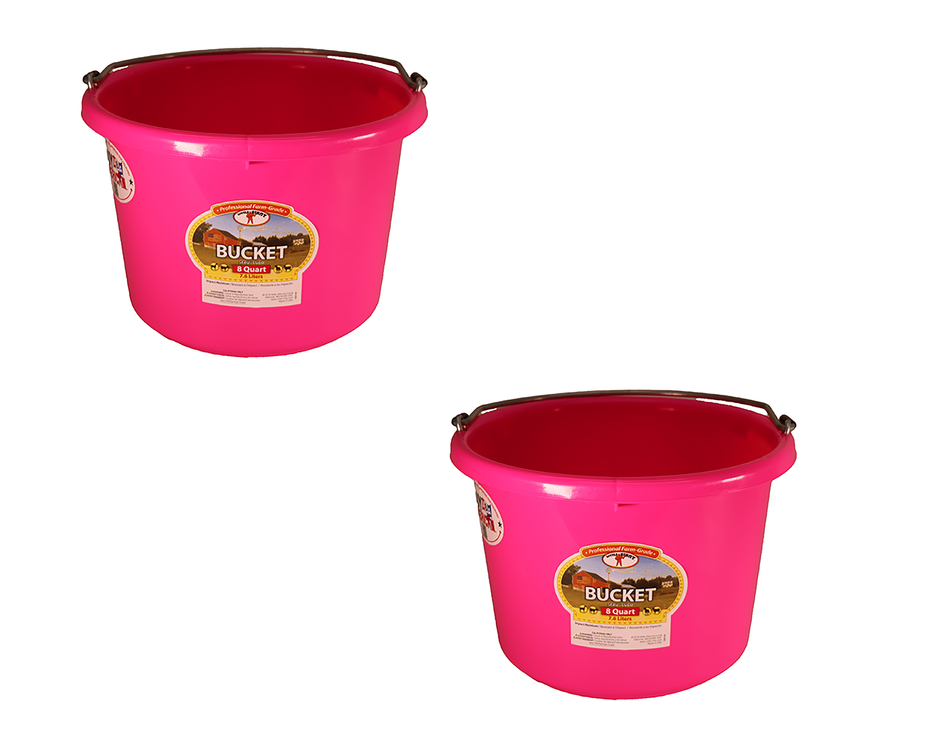 Little Giant Hot Pink 8 Quart Plastic Bucket Pack of 2 - P8HOTPINK ...