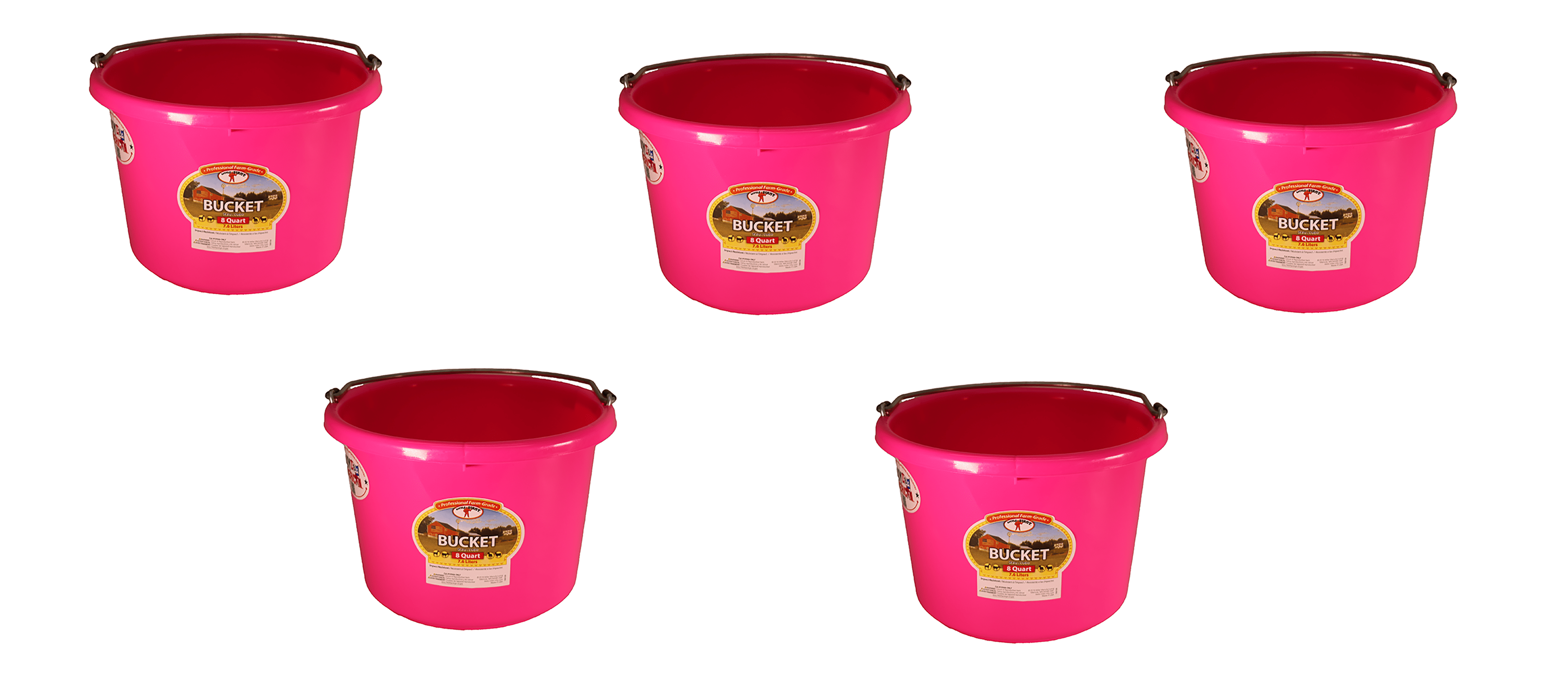 Little Giant Hot Pink 8 Quart Plastic Bucket Pack of 5 - P8HOTPINK ...