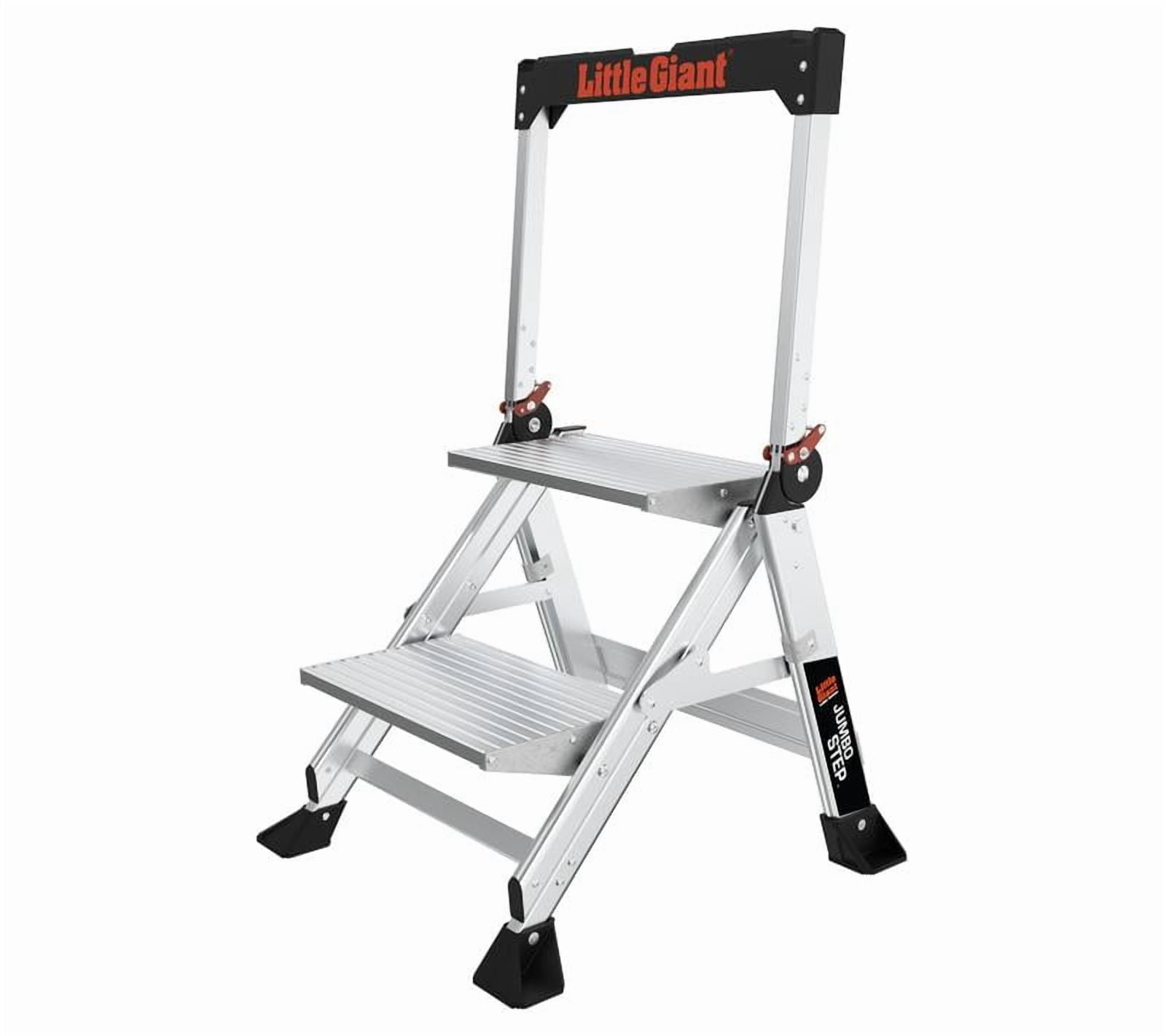 Little Giant Jumbo Step 2-Step Aluminum Step Stool with Safety Bar ...