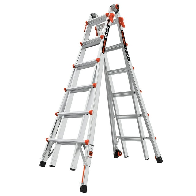 Little Giant M26 Aluminum Ladder with Leg Levelers, Multi-Position, 300 ...