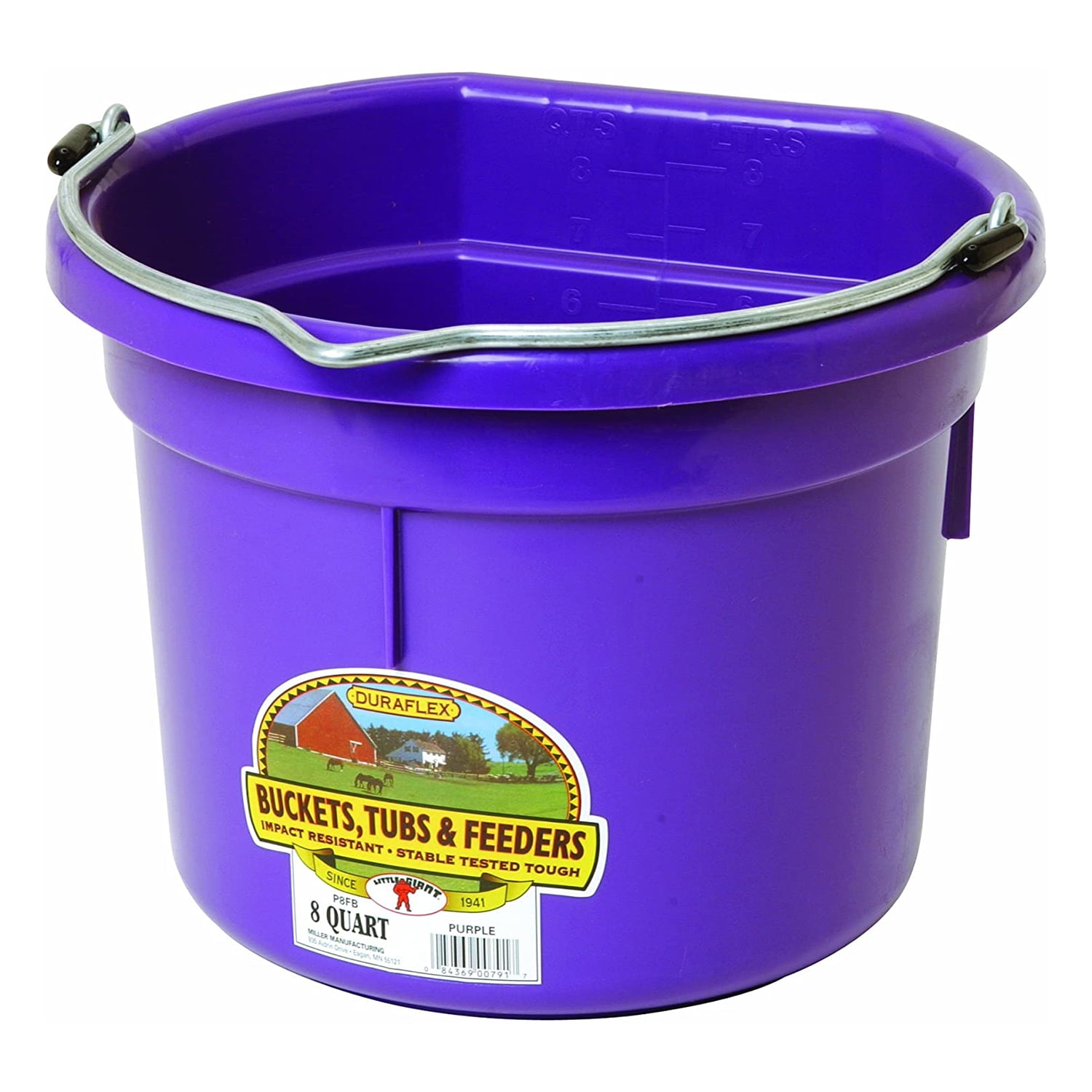 Little Giant P8FBPURPLE 2 Gallon All Purpose Flat Back Plastic Bucket ...