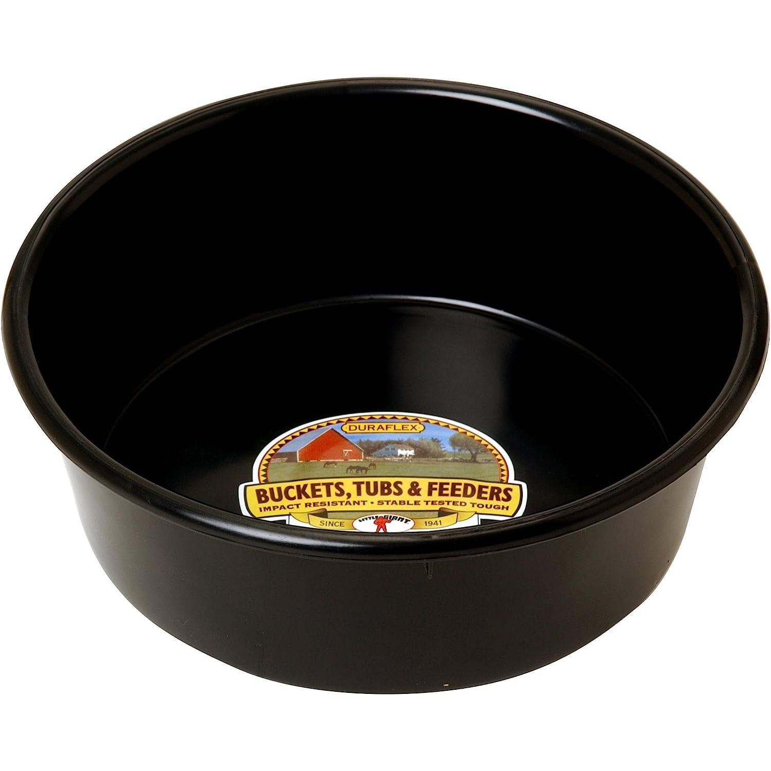 Little Giant Plastic Utility Pan Livestock Feeding Bucket 5 Quart Black ...