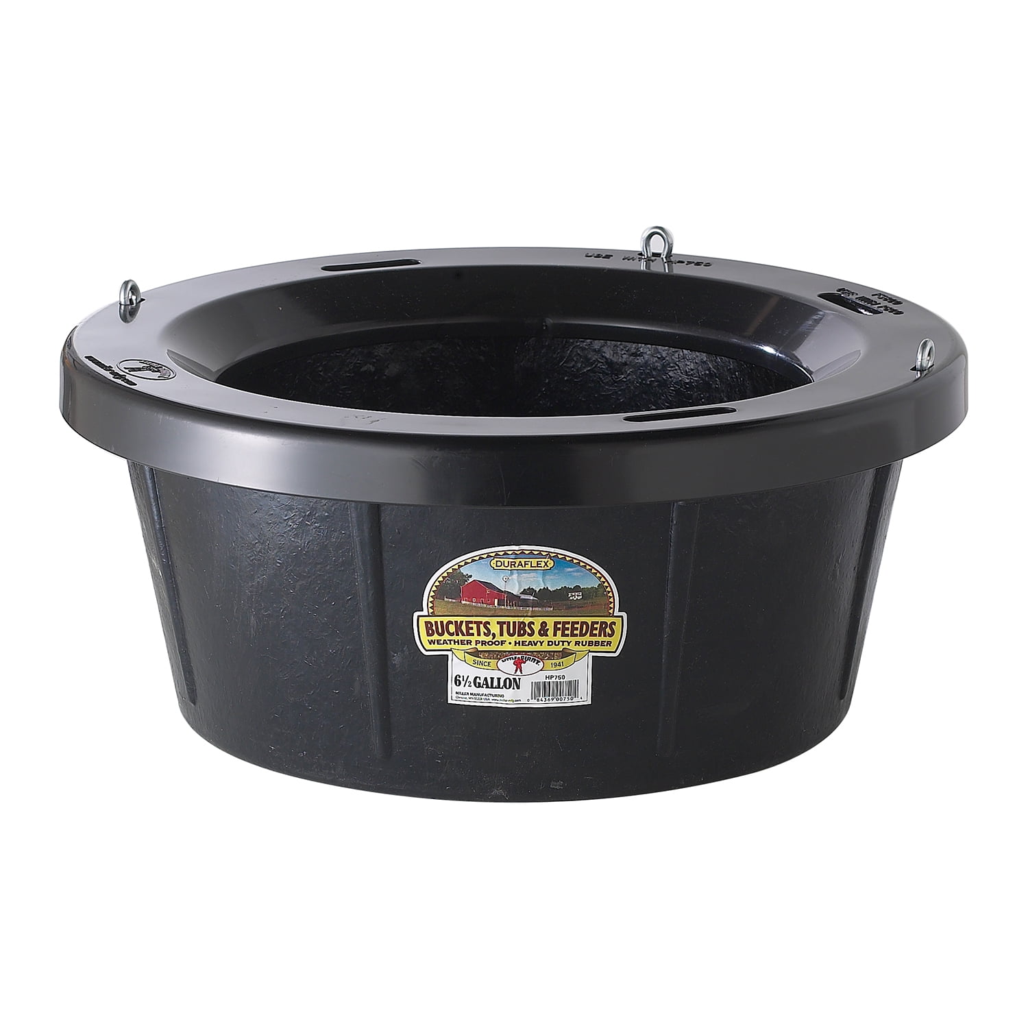 Miller Rubber Feeder Tub W Hooks Black 7.5 Gallon - HP750 - Walmart.com