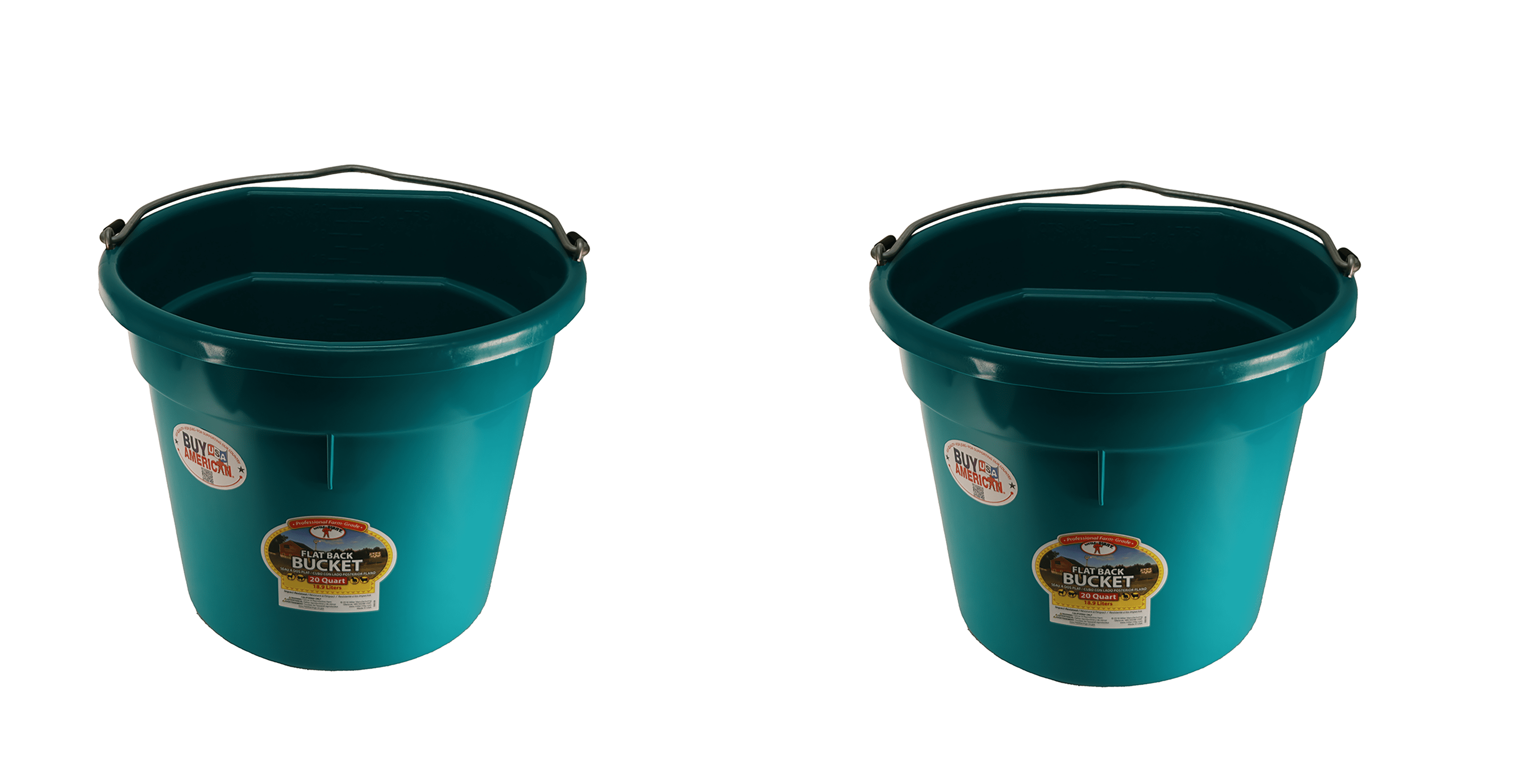 Little Giant Teal 20 Quart Flat Back Plastic Bucket Pack of 2 ...