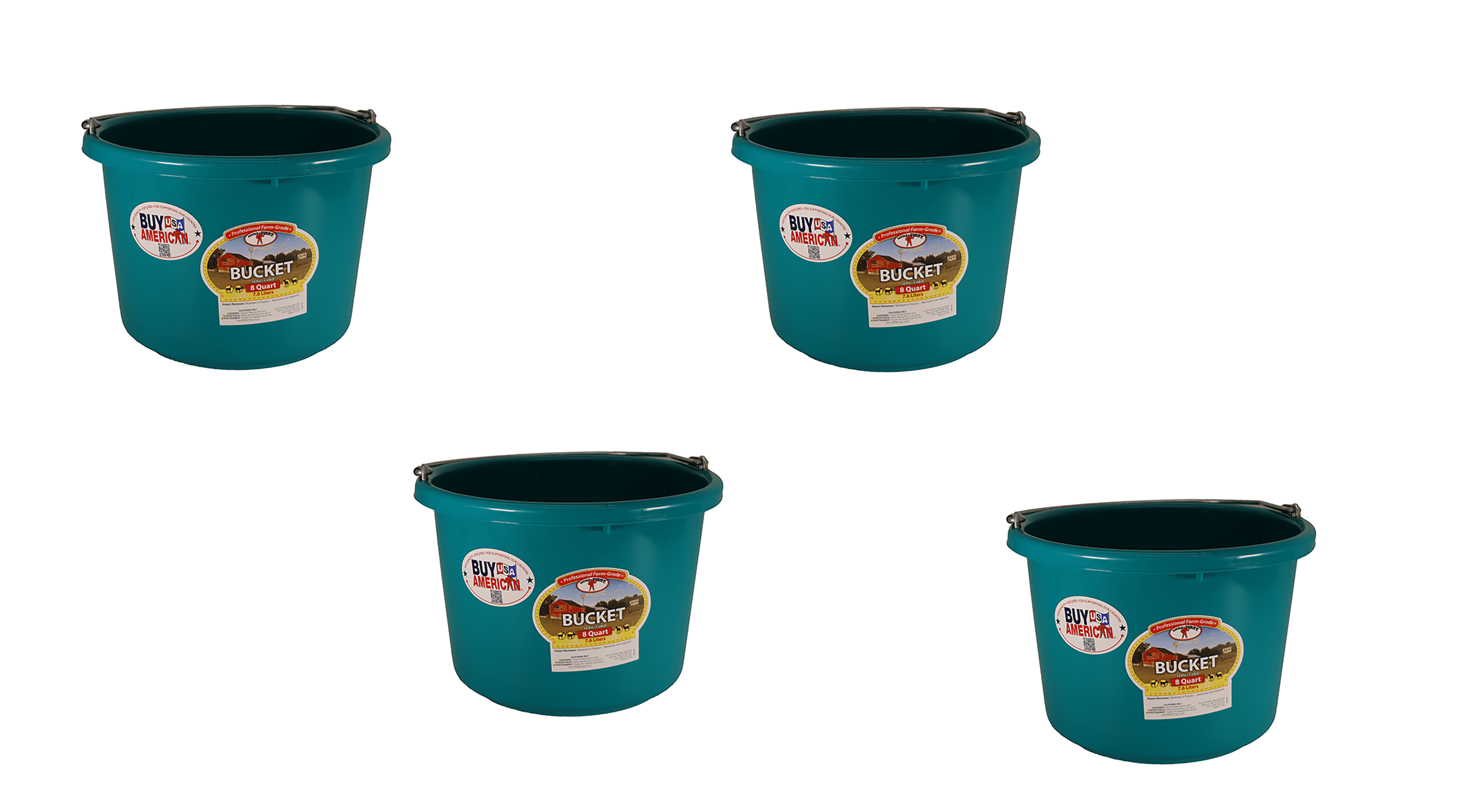Little Giant Teal 8 Quart Plastic Bucket Pack of 4 - P8TEAL - Walmart.com